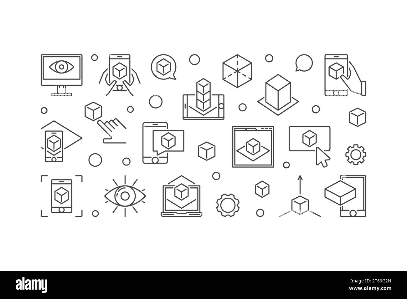 Augmented reality vector horizontal banner or illustration made with AR ...