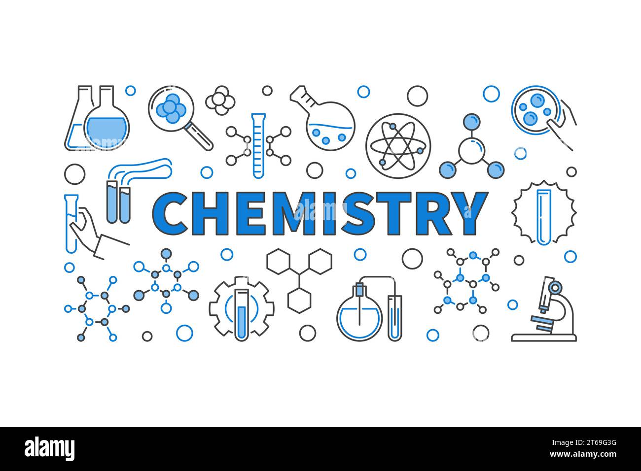 Chemistry concept modern horizontal banner. Vector creative chemical ...