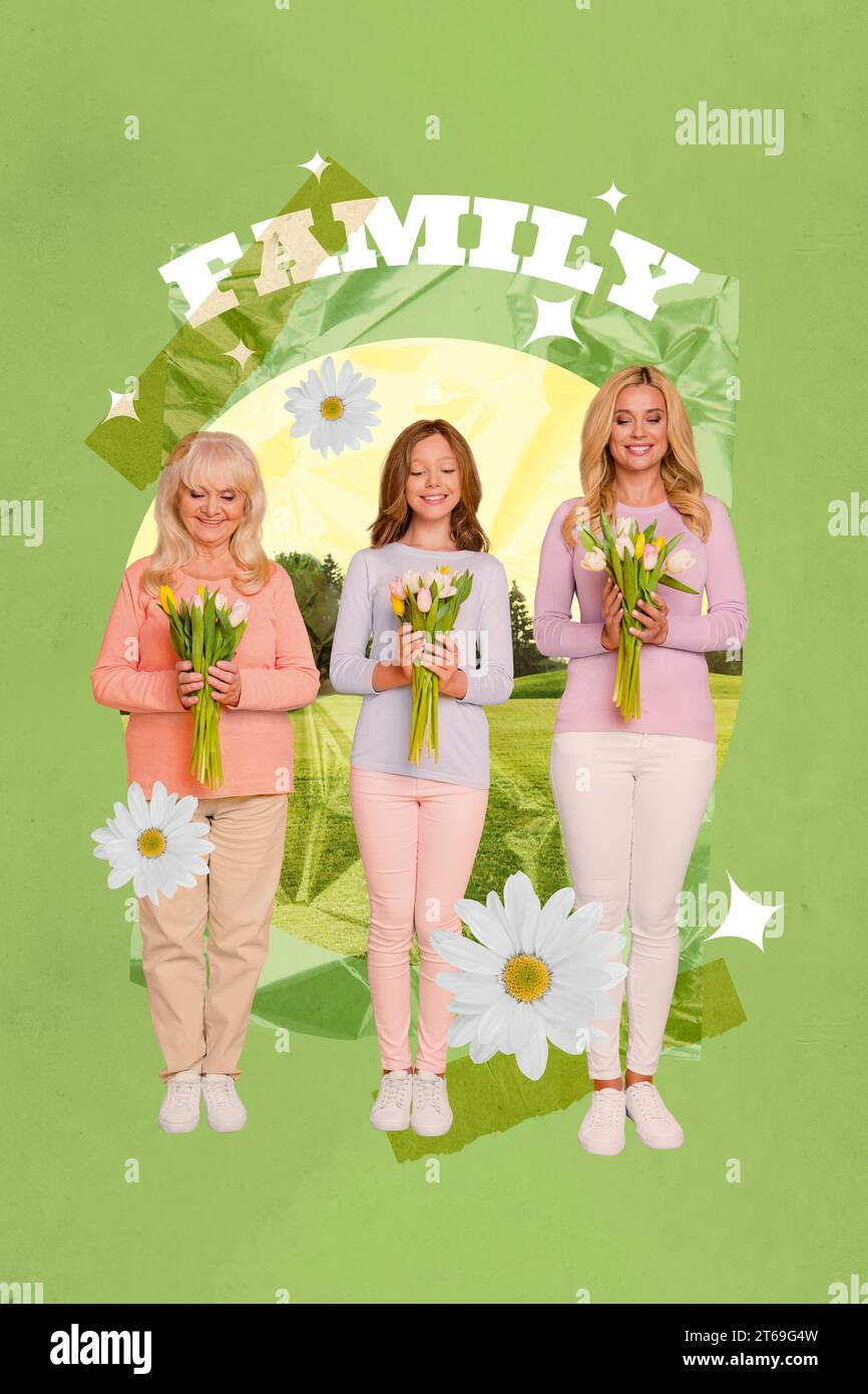 Creative graphics collage image of charming different age ladies ...