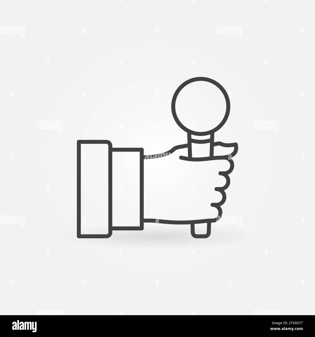 Mic in Hand vector icon or logo in thin line style Stock Vector Image ...