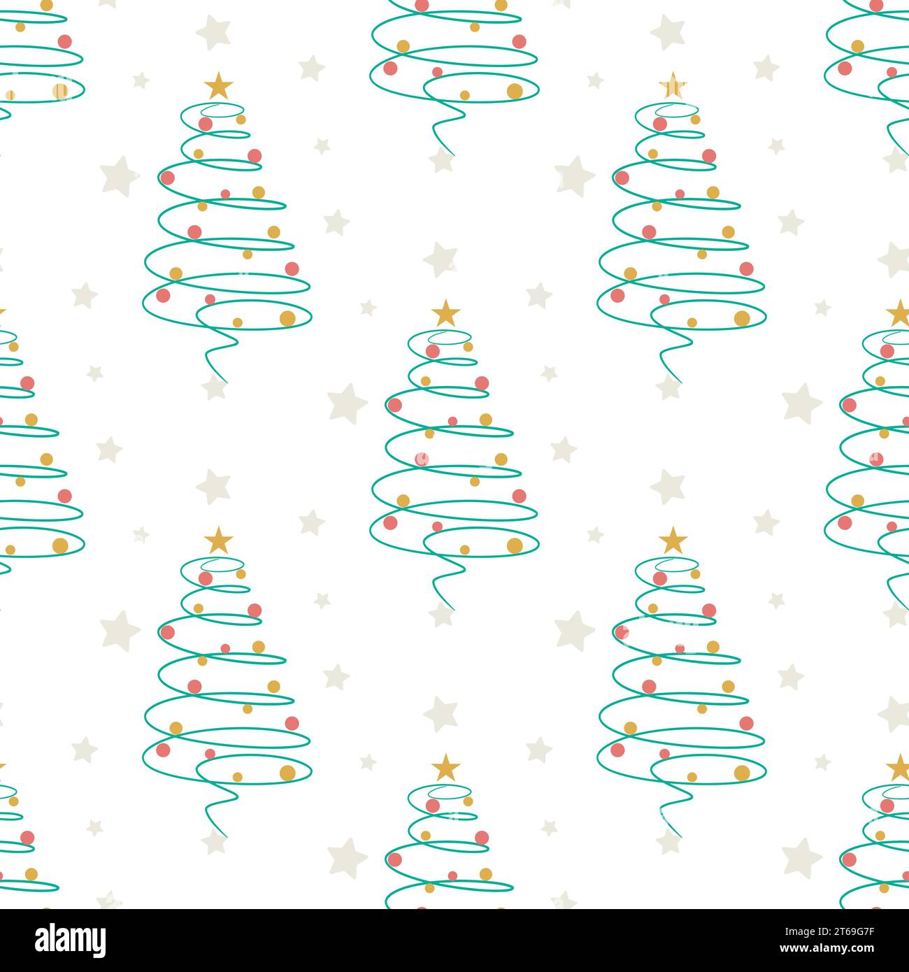 Contemporary Christmas and New Year tree seamless pattern. Minimalistic ...