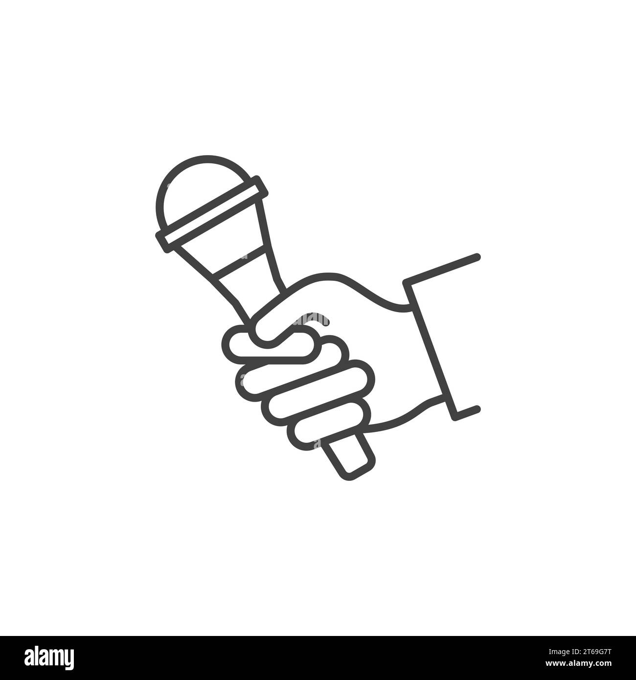 Microphone in Hand vector linear icon. Hand with Mic concept symbol in ...