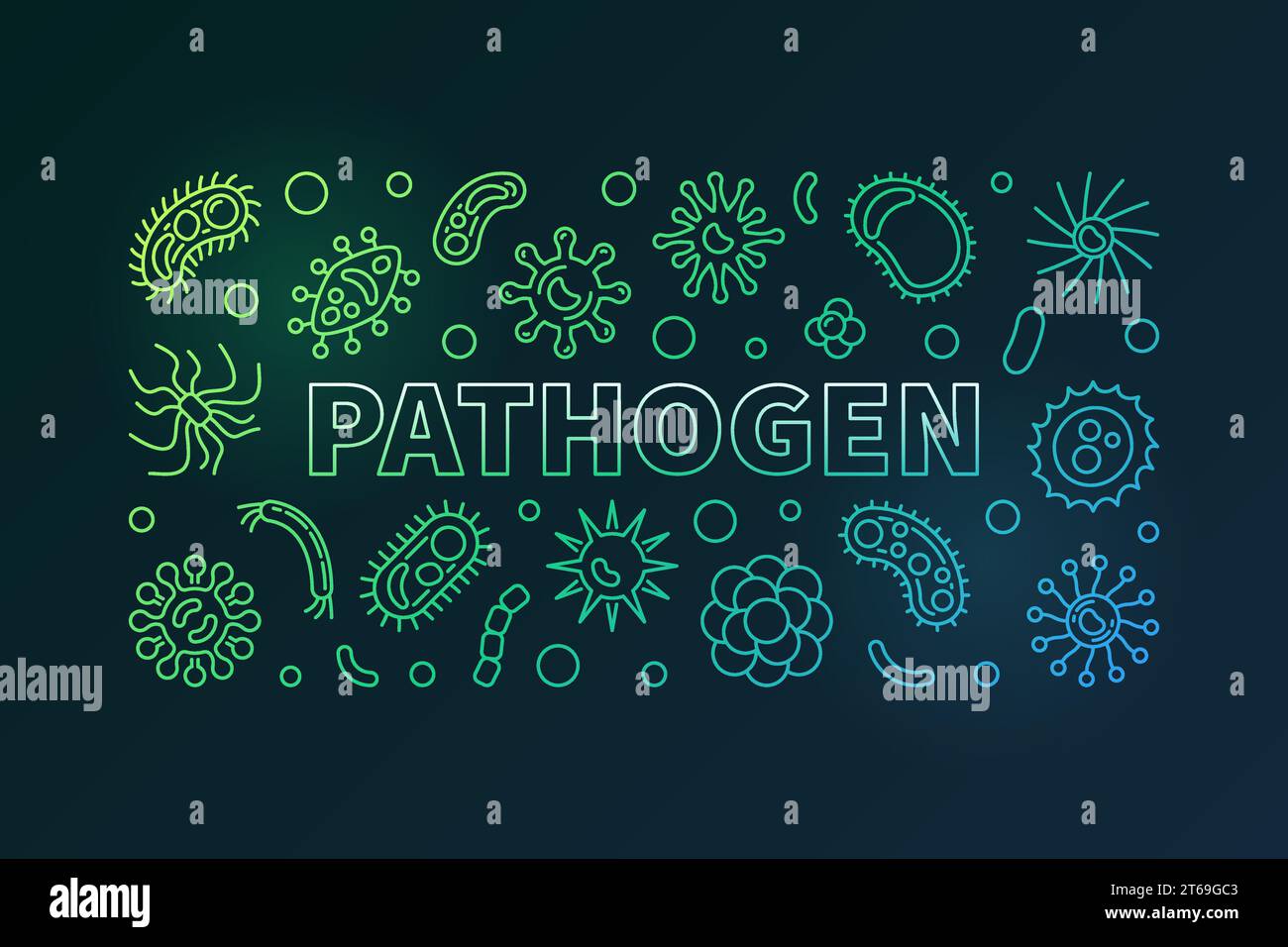 Pathogen bright horizontal banner. Vector concept colorful illustration ...