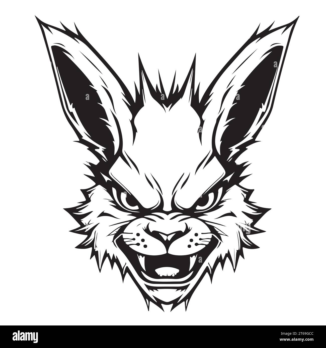 Angry rabbit vector drawing, isolated hand drawn Vector illustration ...