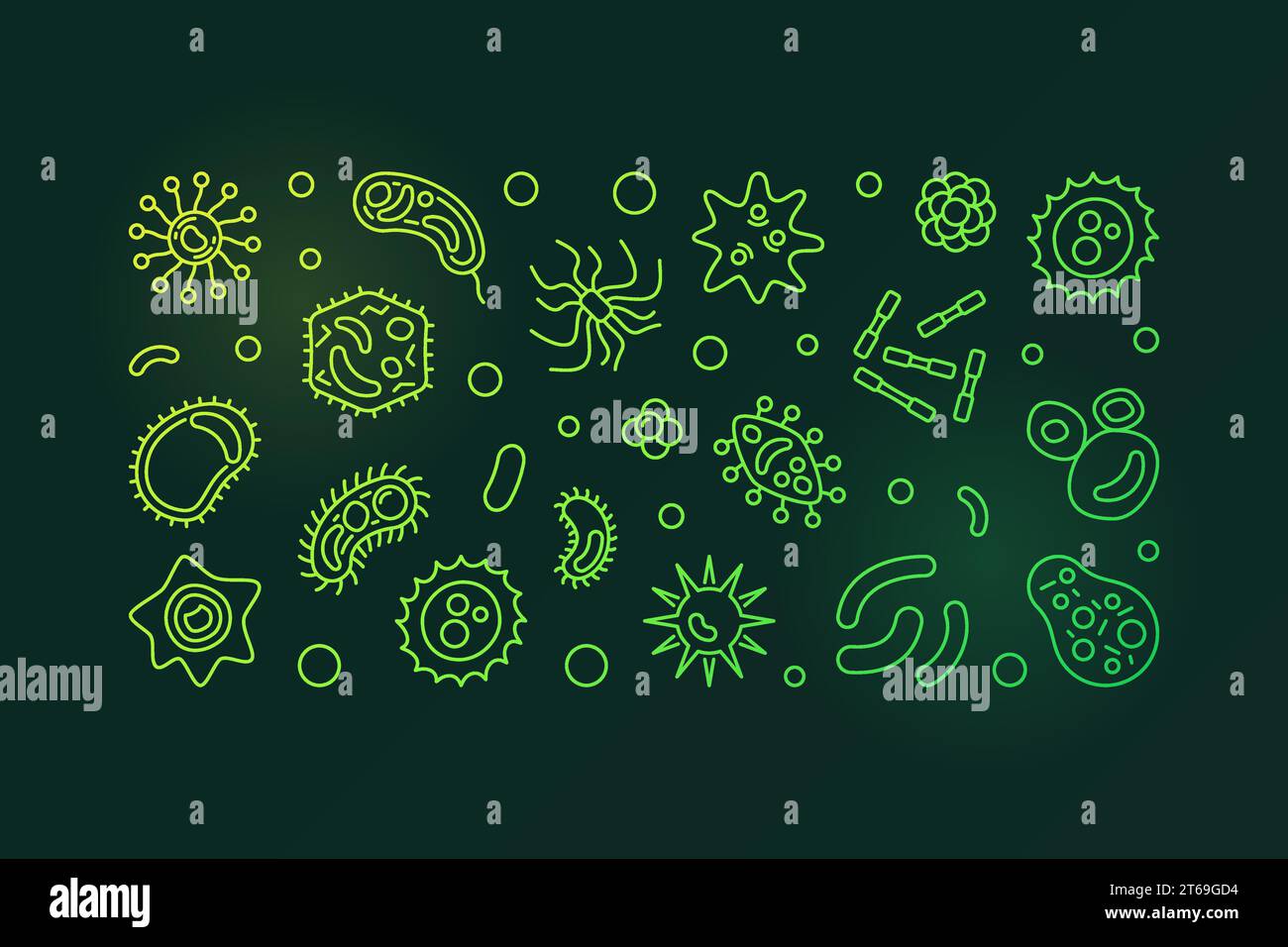 Viruses green horizontal banner. Vector virus or infection concept ...