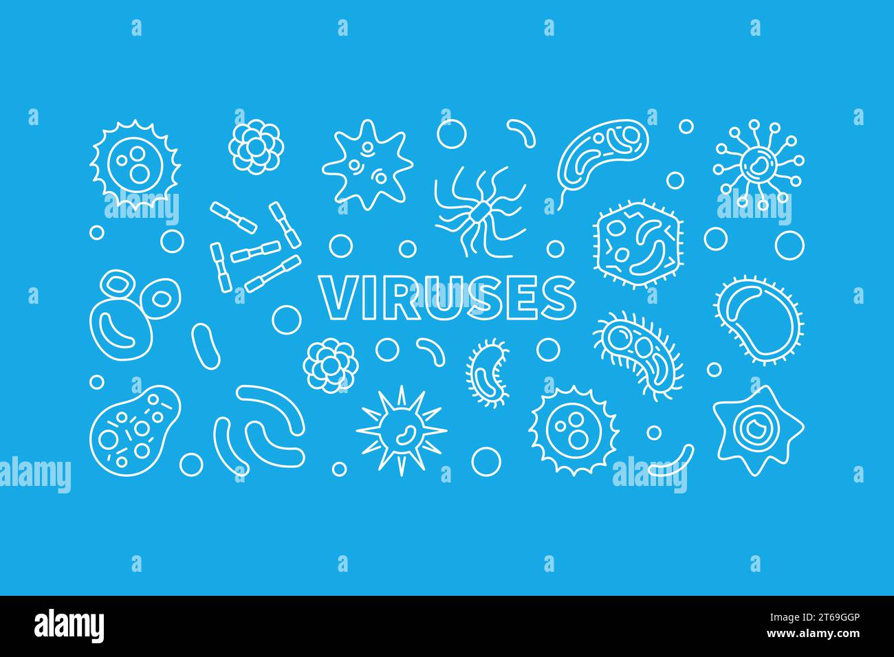 Viruses blue horizontal banner. Vector concept virus or pathogen ... Viruses blue horizontal banner. Vector concept virus or pathogen ...