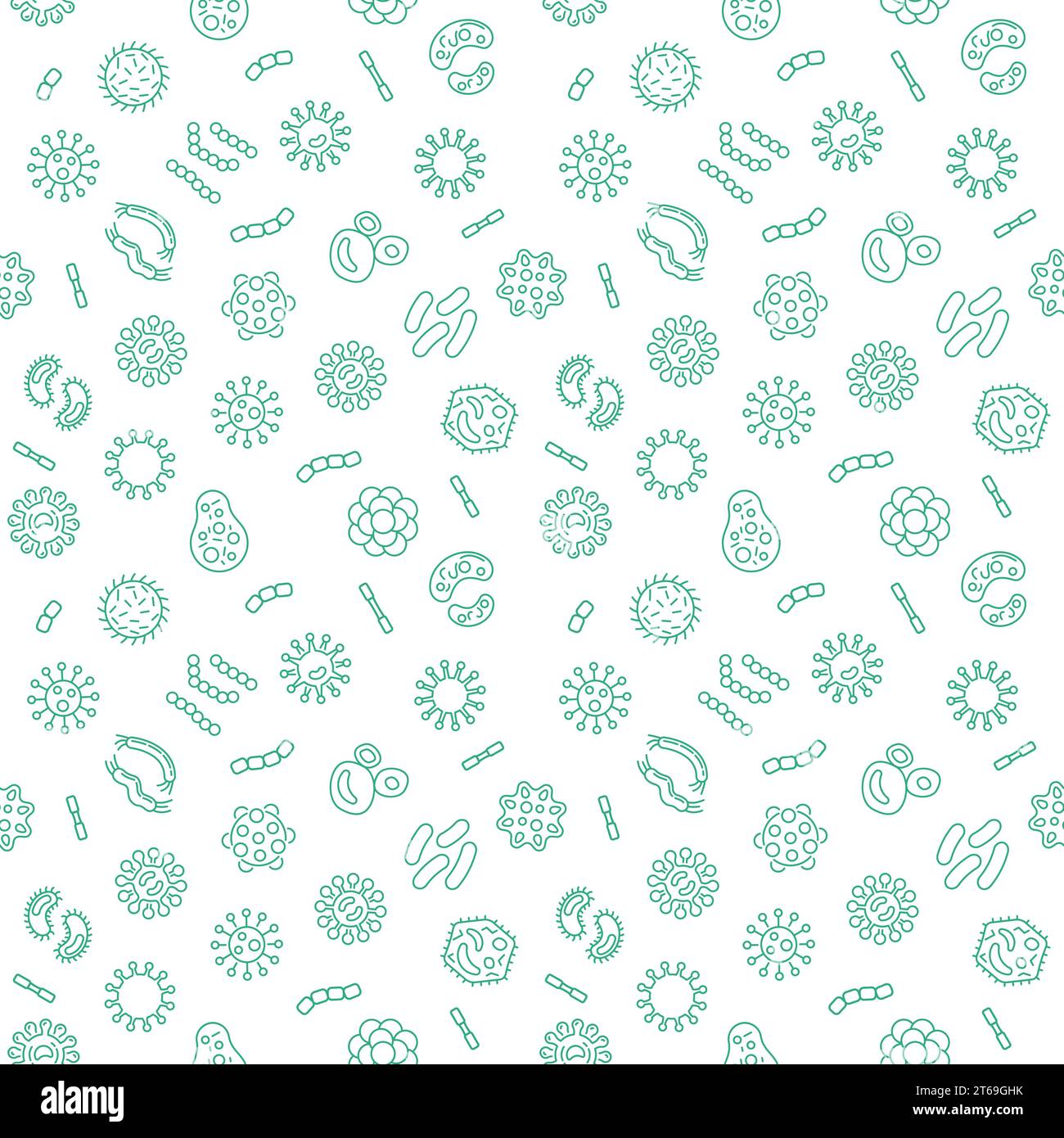 Vector seamless pattern with pathogen, virus, bacteria, and microbe ...