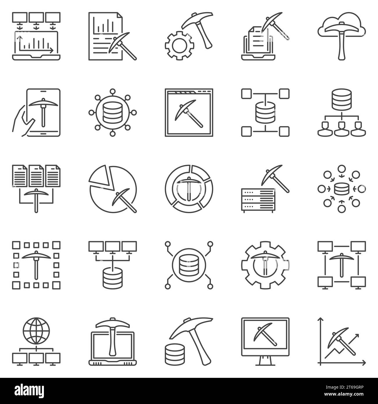 Data Mining vector modern concept icons set in thin line style Stock ... Data Mining vector modern concept icons set in thin line style Stock ...