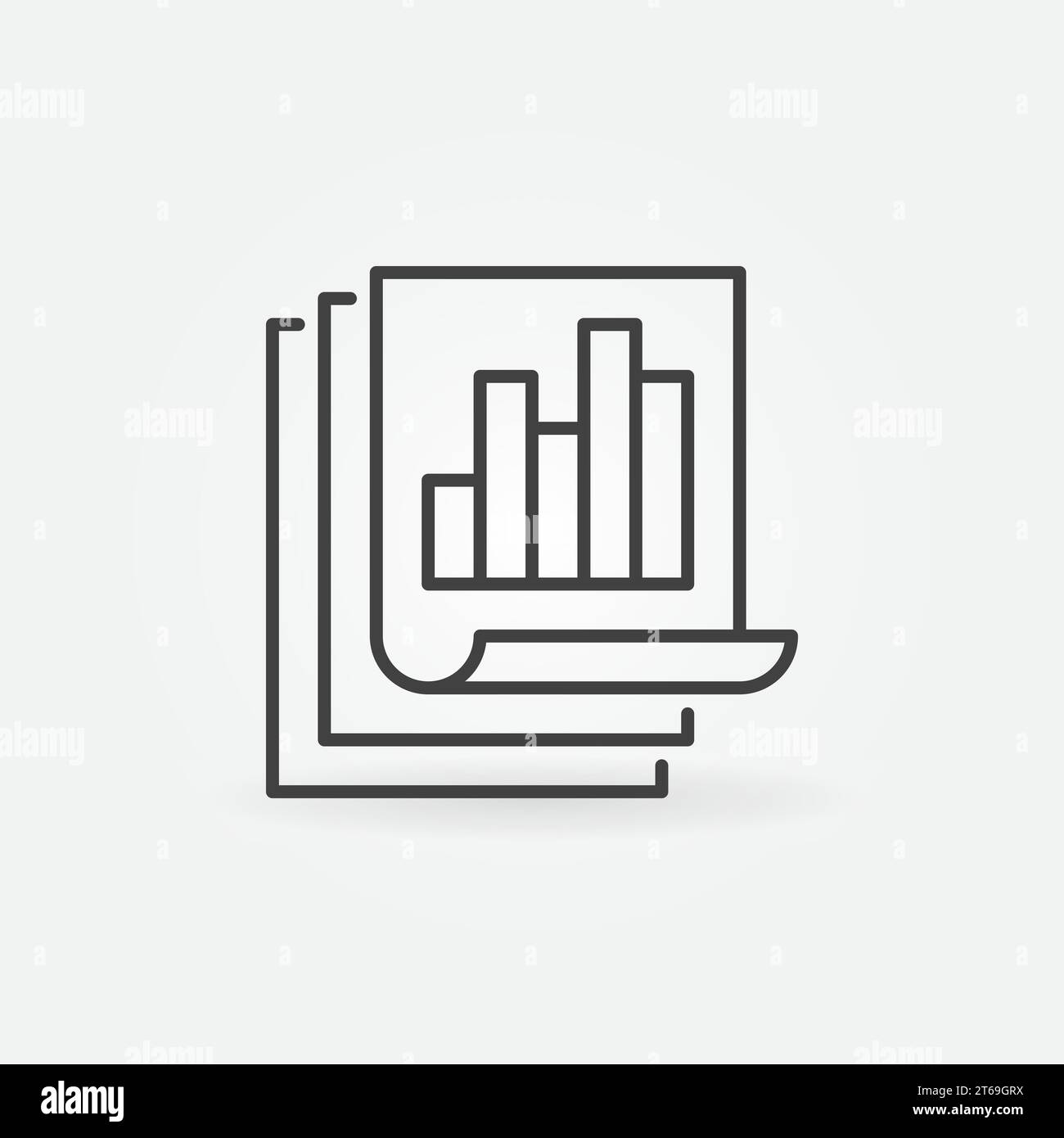 Business report with bar chart linear vector concept icon. Document ...