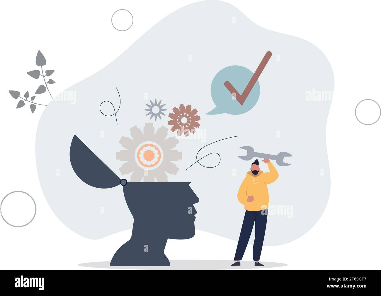 Teamwork gears as business cooperative machinery.cartoon character with ...