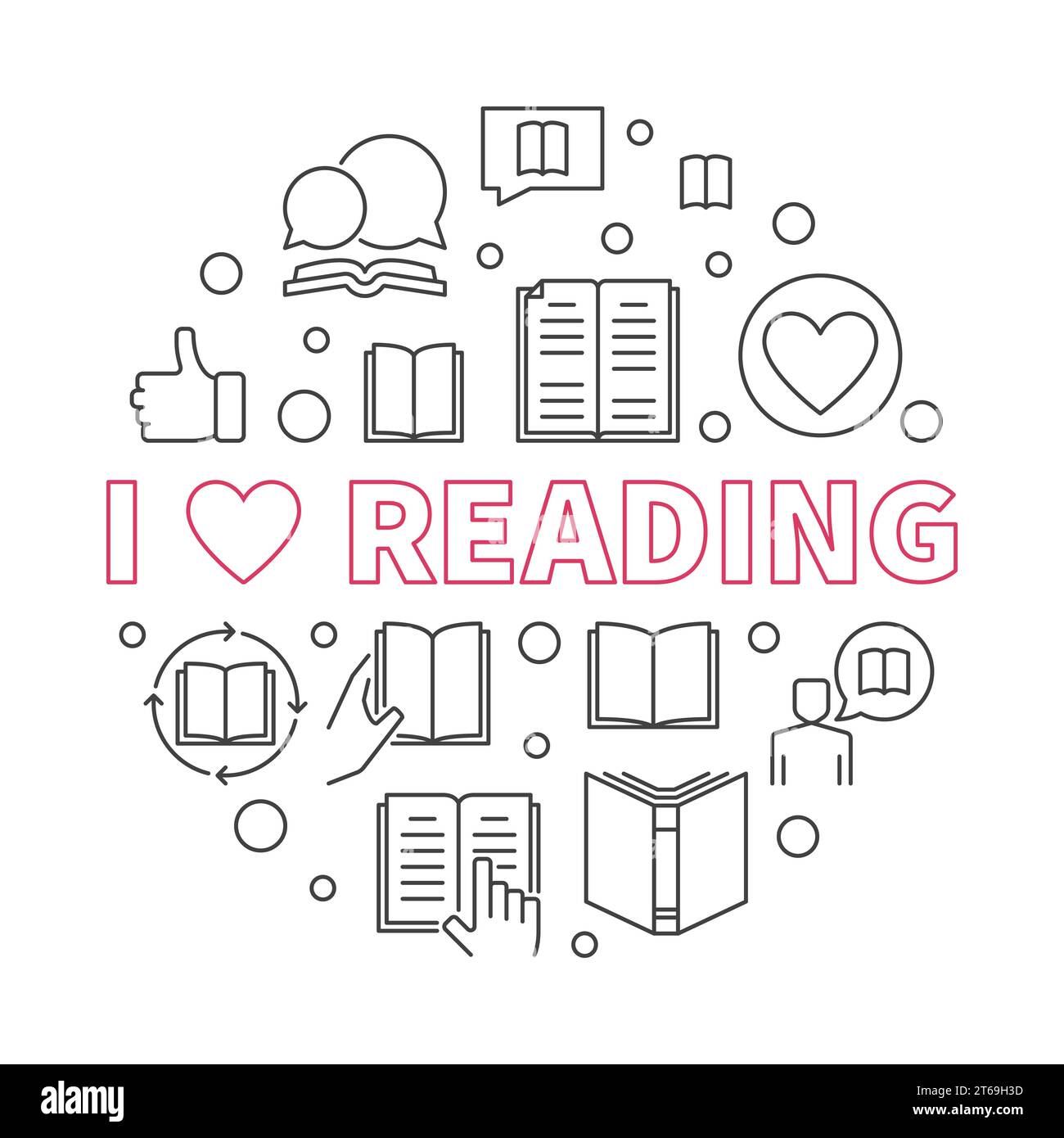 I love reading vector concept round illustration in thin line style ...