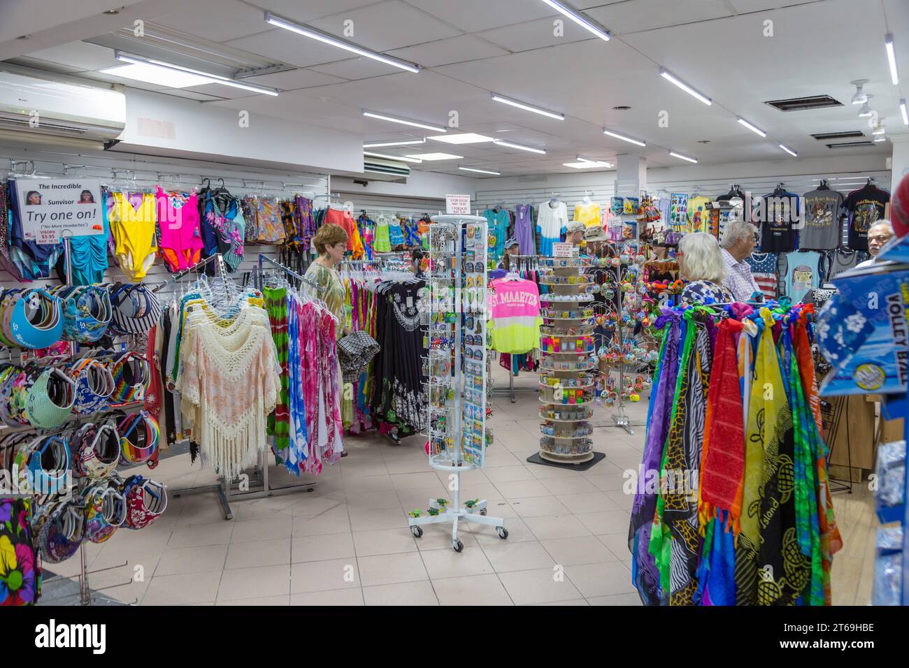 Tourists shopping at the Mystic Duty Free beach shop on Boardwak at the ...