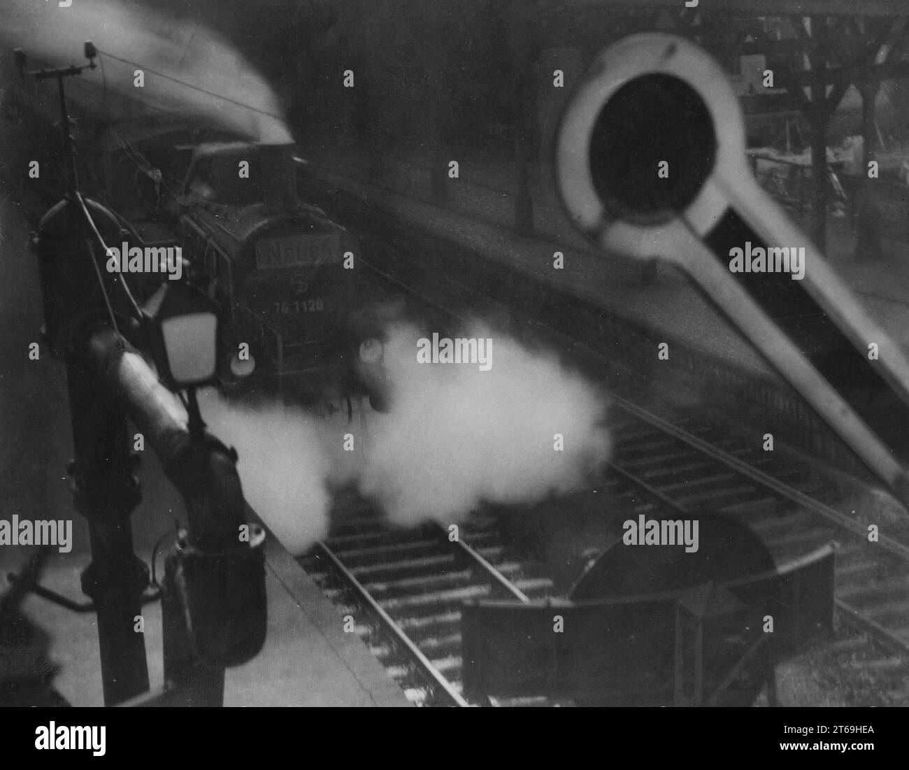 A shaped signal in the station allows the steam locomotive to leave the ...