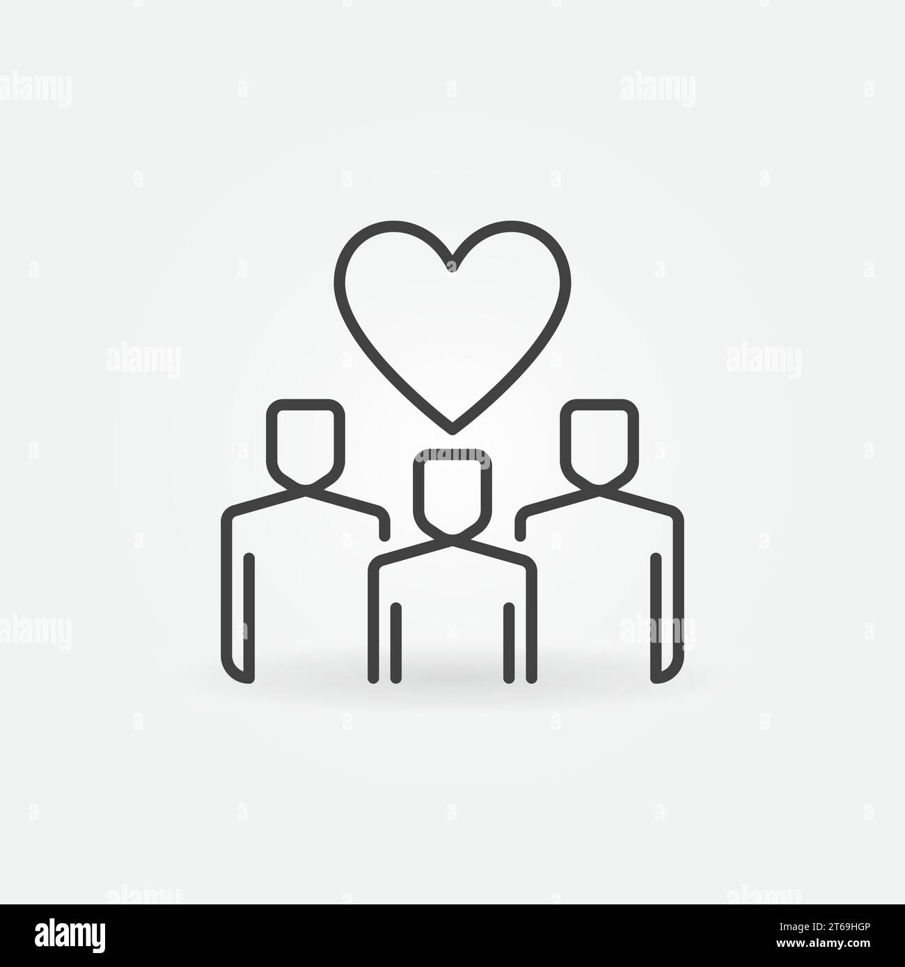 Audience or Follewers with Heart vector outline concept icon or logo ...