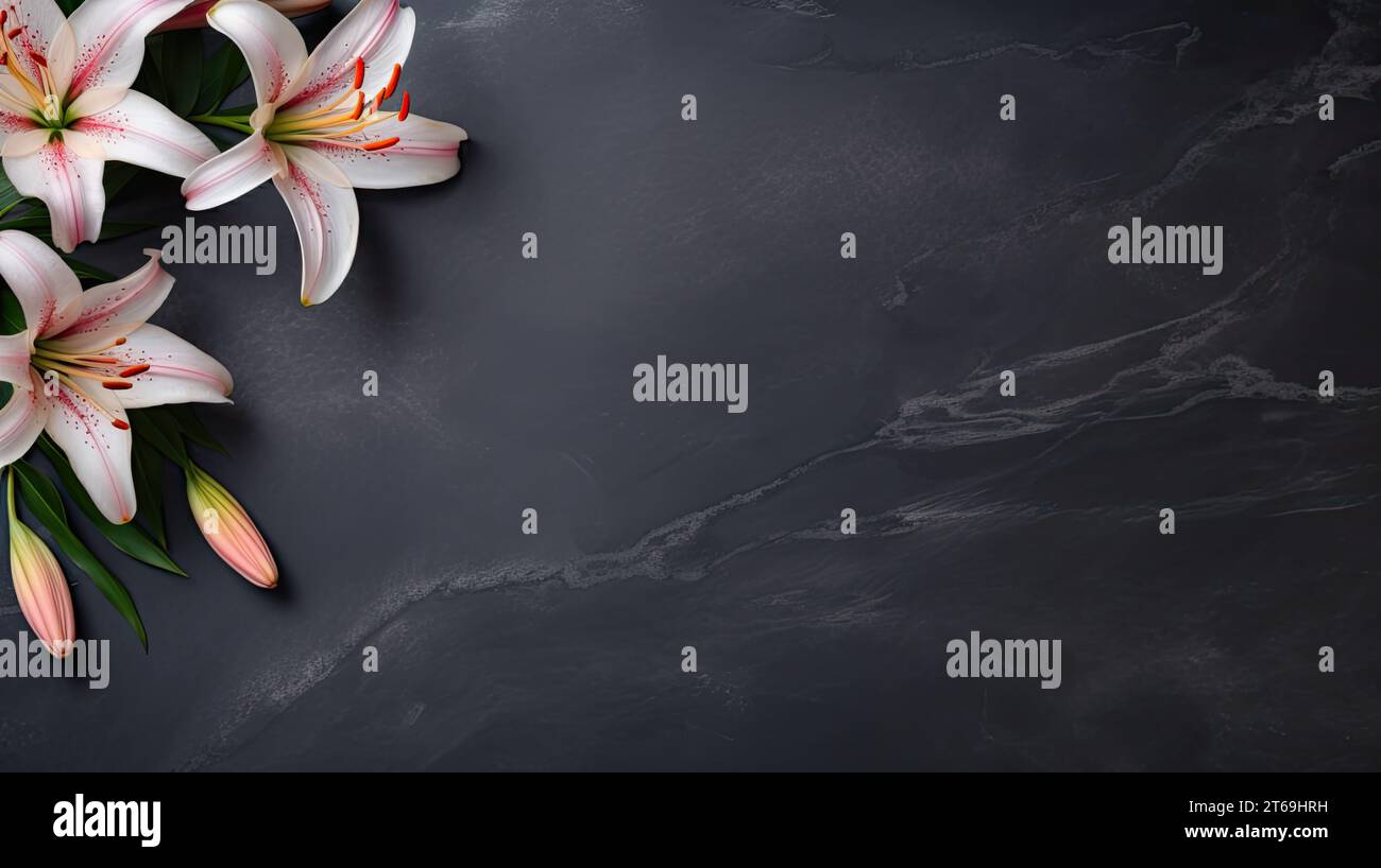 An eye-catching bouquet of fresh lilies in a stylish glass vase Stock ...