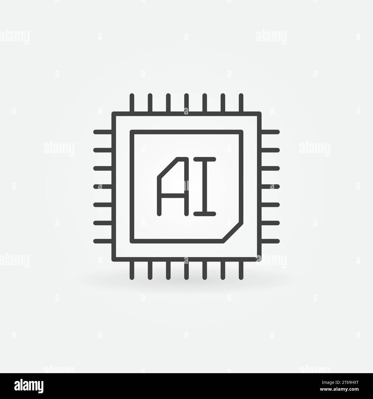 AI Chip vector icon or design element in thin line style Stock Vector ...