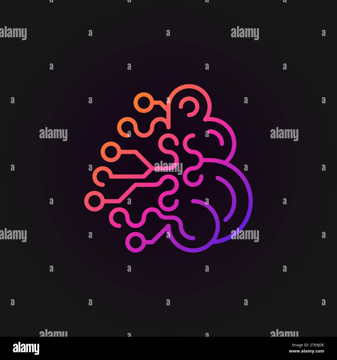 Artificial Intelligence brain colorful outline icon or logo element on ...