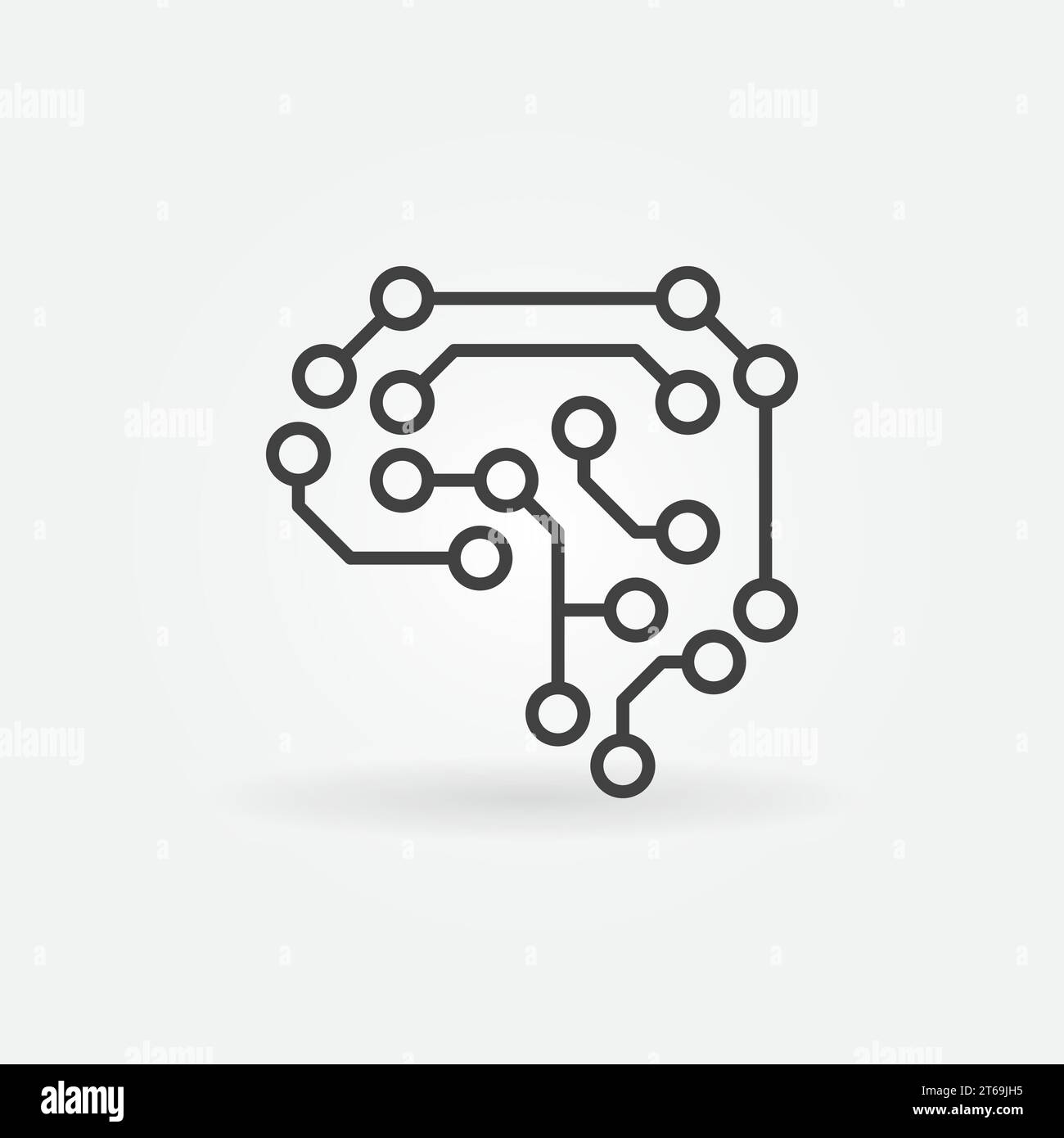 Digital Human Brain vector minimal icon or symbol in thin line style ...