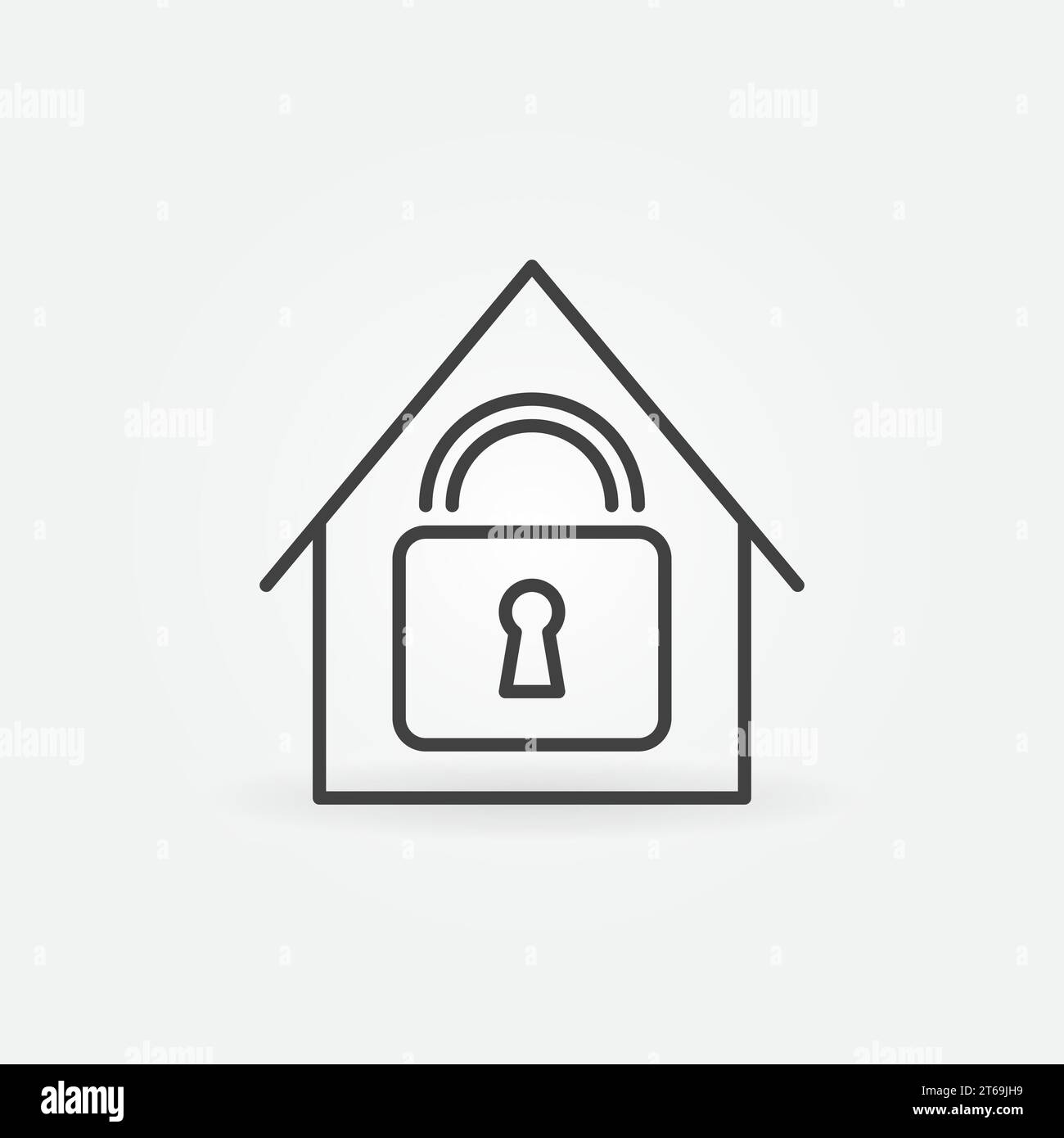 House with Padlock linear icon. Vector Stay At Home or Home protection ...