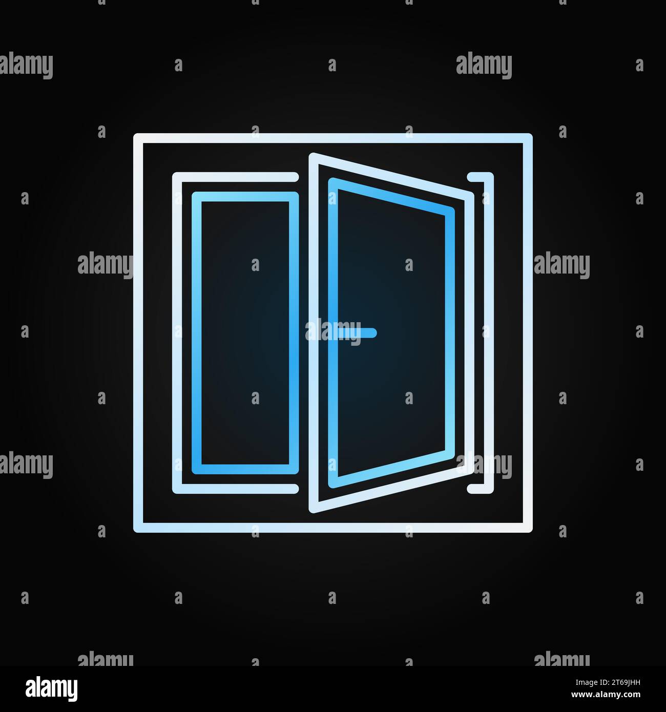 Window outline colorful modern icon or design element on dark ...