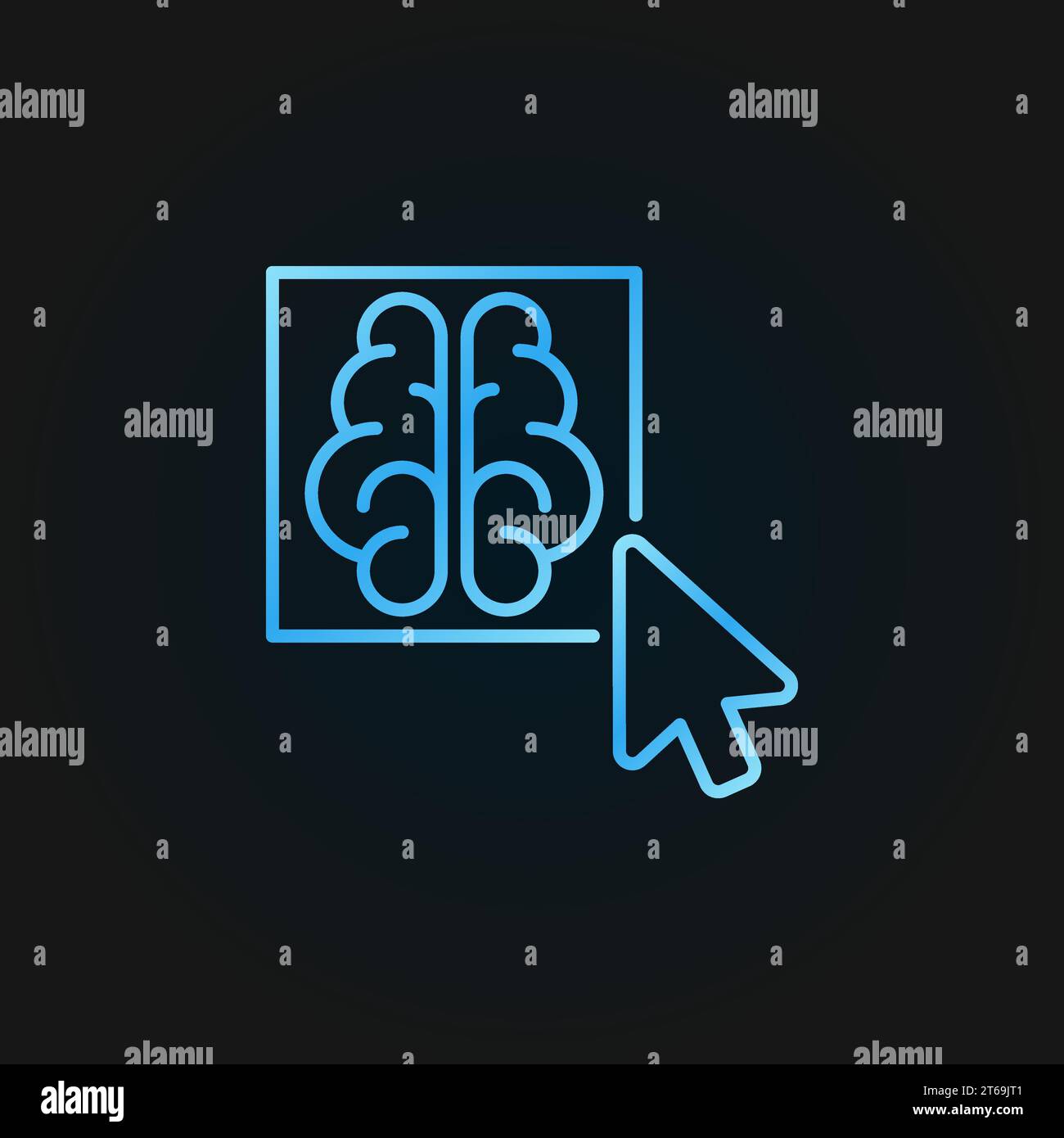 Click on brain button colored outline icon - vector artificial ...