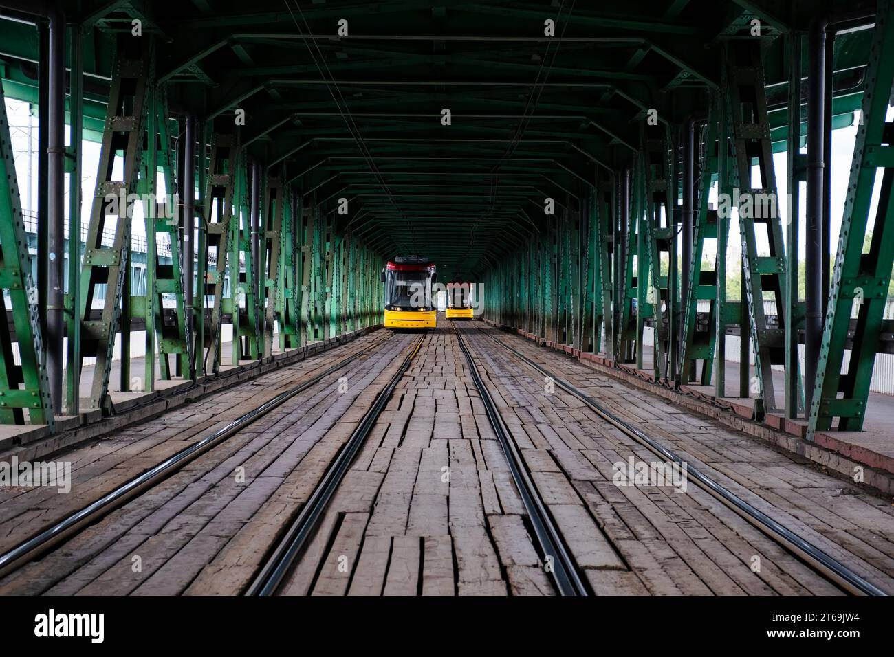 Tramway on the Gdanski Bridge, steel truss bridge across the Vistula in ...