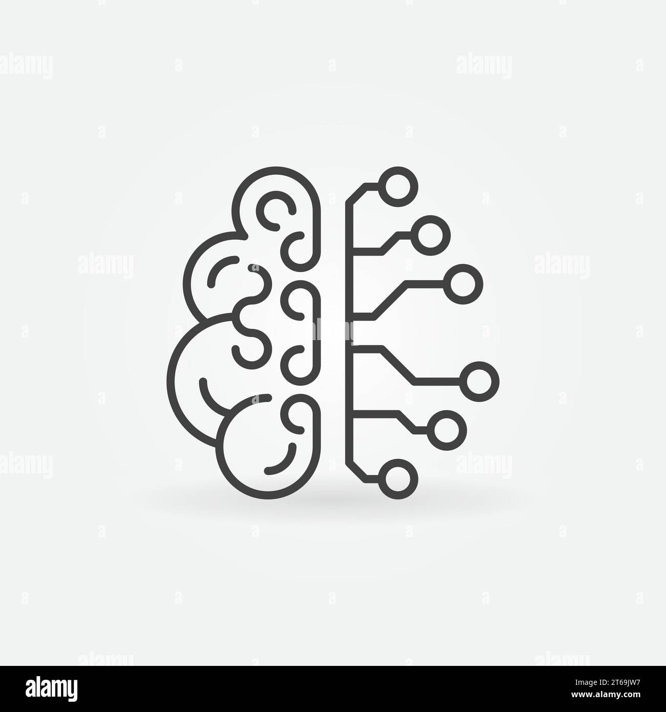 Artificial intelligence brain line icon. Vector Cyberbrain concept ...