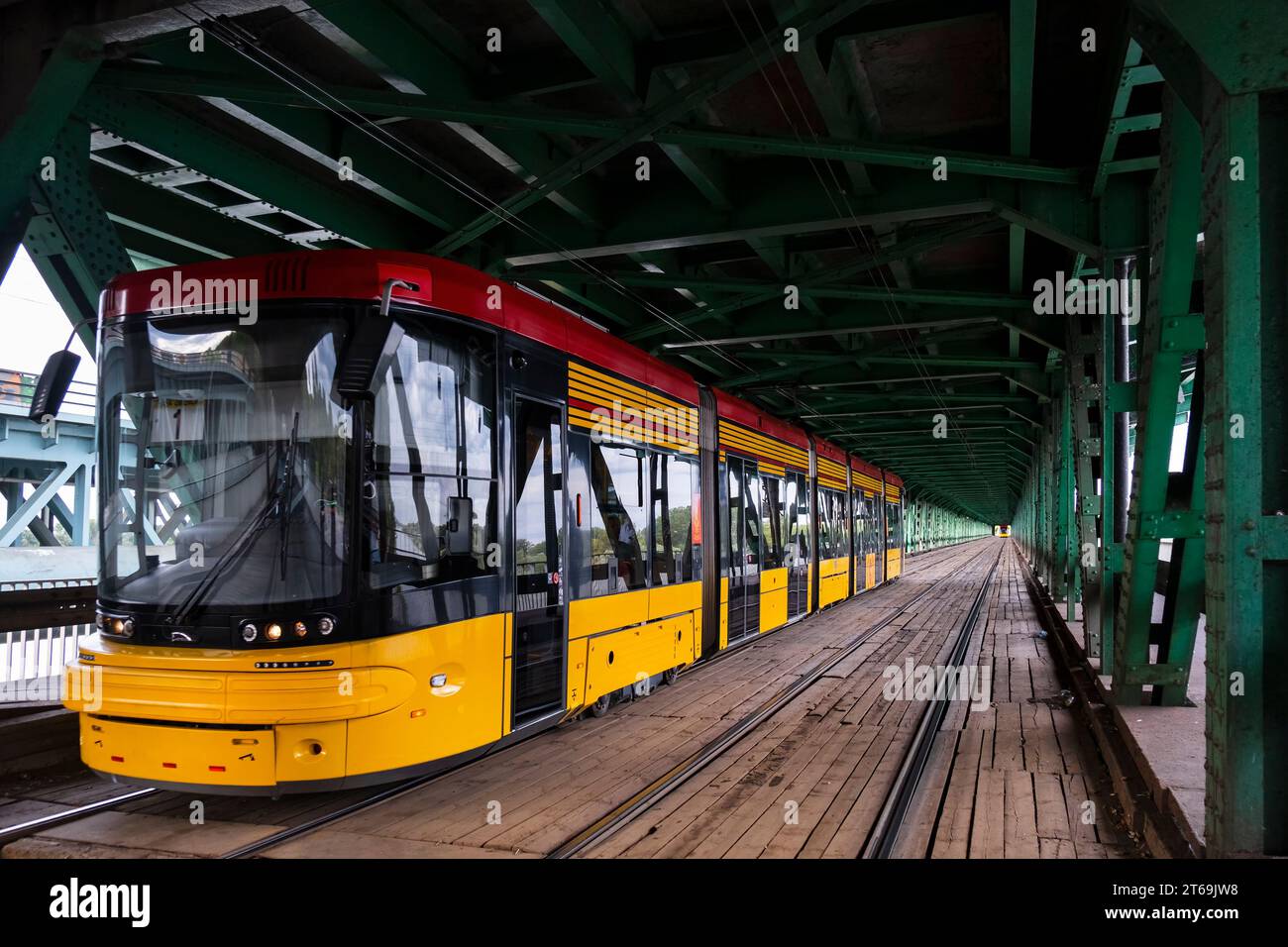 Tramway on the Gdanski Bridge, steel truss bridge across the Vistula in ...