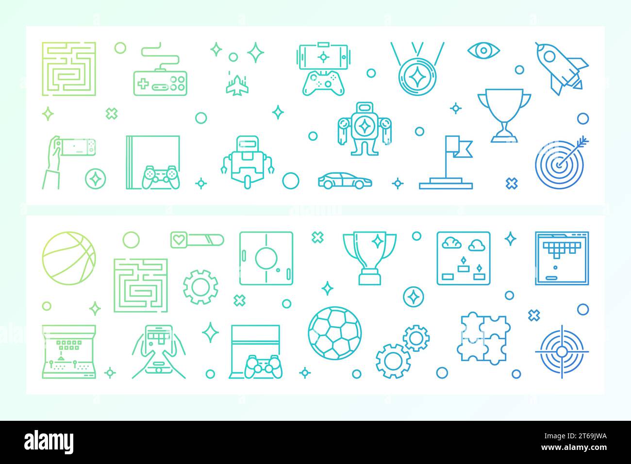 Games concept creative horizontal banners. Vector illustration Stock ...