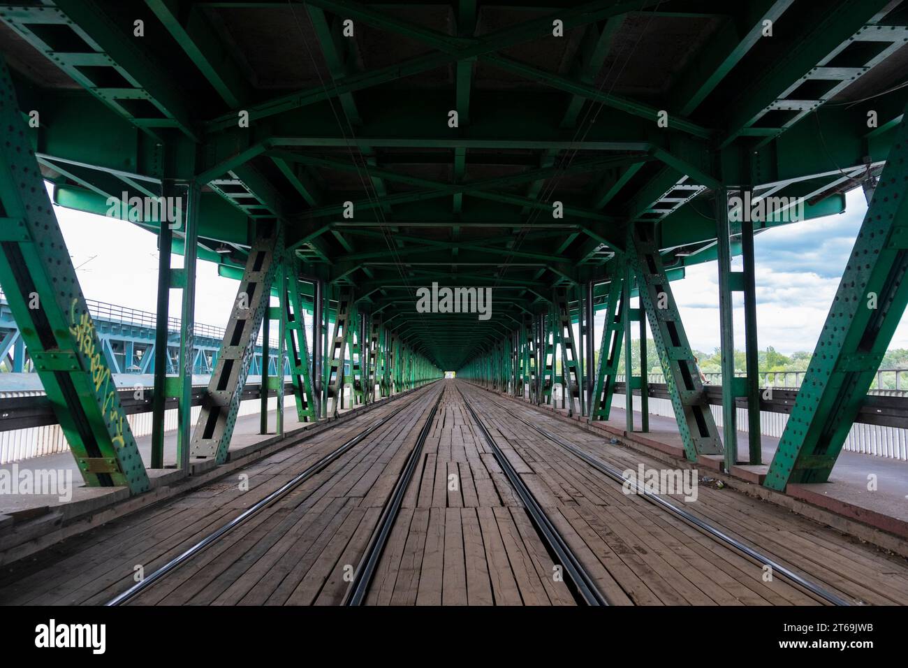 Tramway on the Gdanski Bridge, steel truss bridge across the Vistula in ...