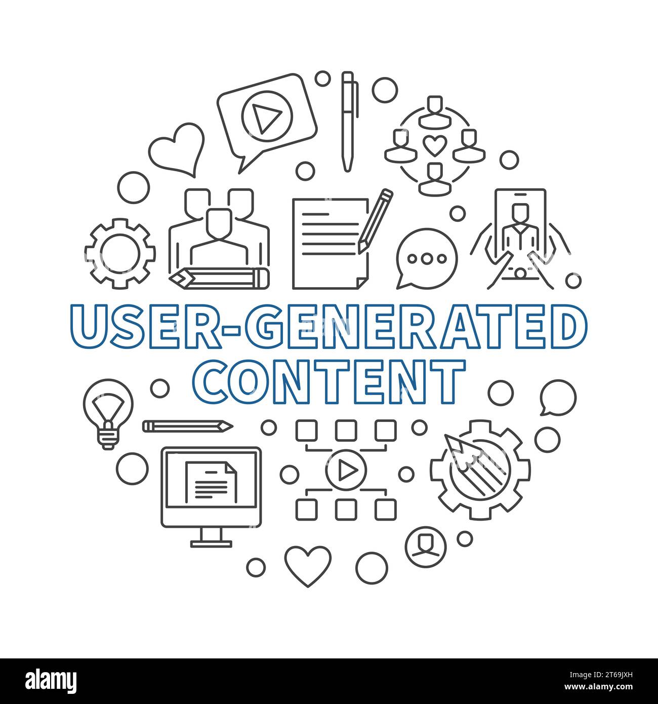 User-Generated Content or UGC vector circular concept thin line illustration Stock Vector Image ...