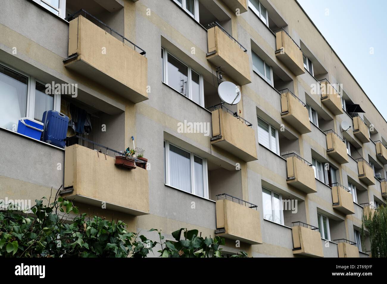 Exterior architectural facade of building in Warsaw city, capital of ...