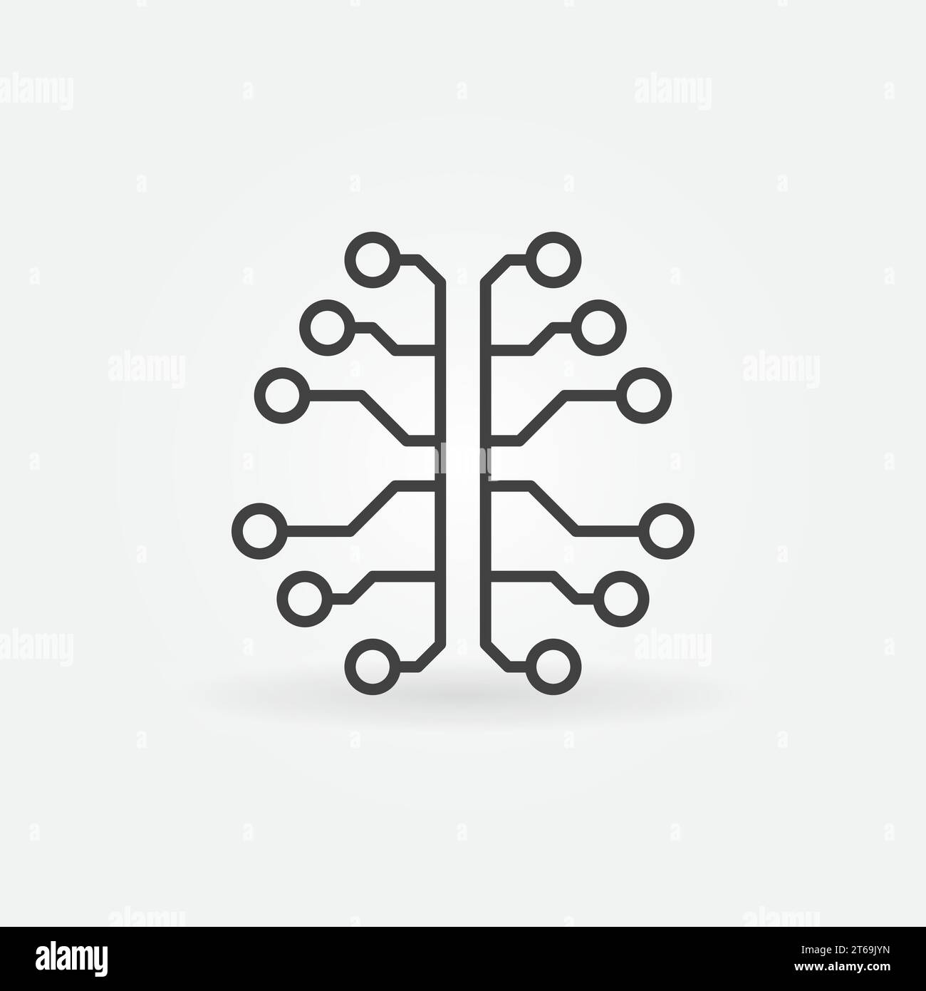 Artificial Intelligence brain linear icon. Vector cyberbrain concept ...