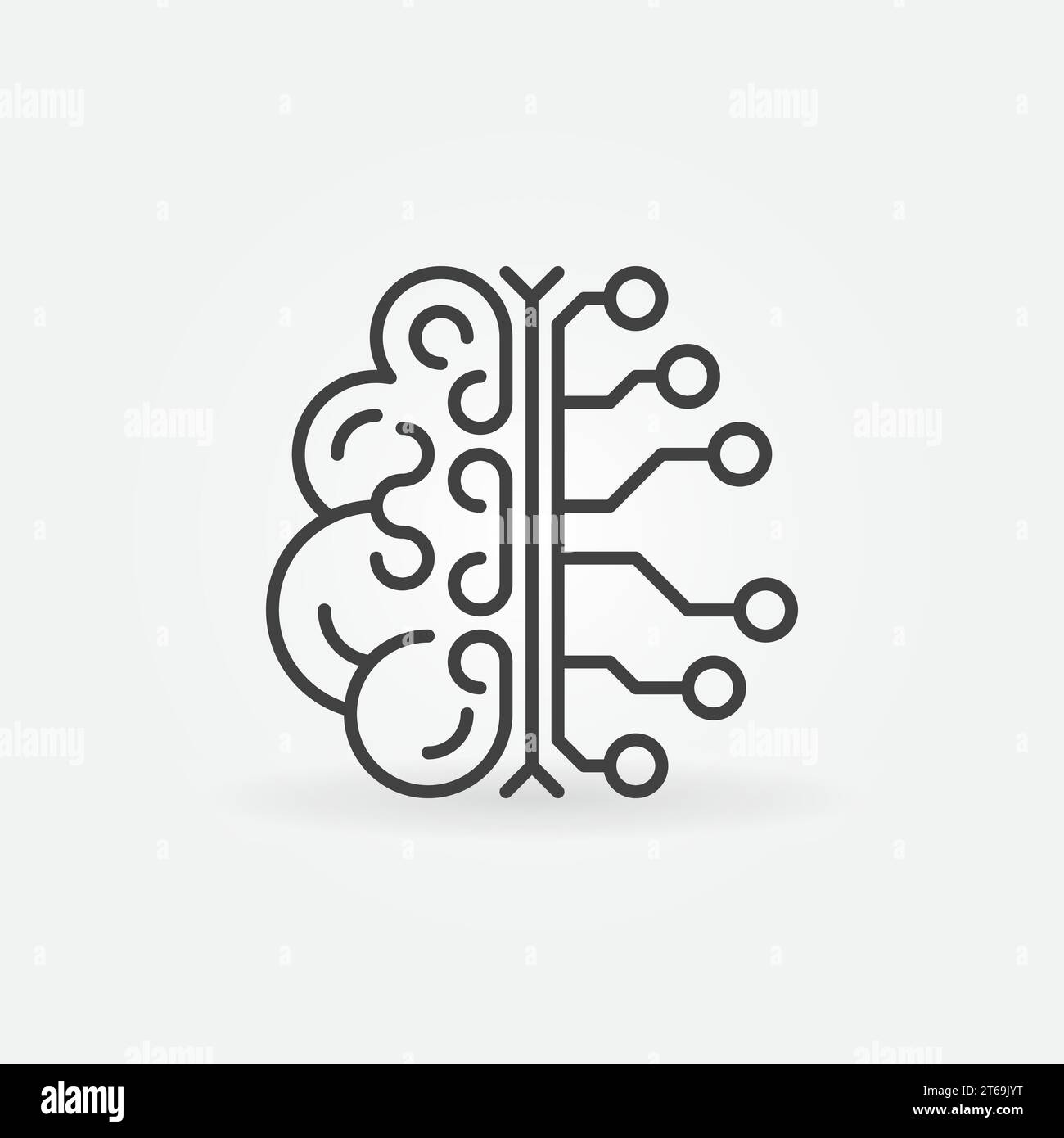 AI brain simple vector outline icon. Artificial Intelligence concept ...