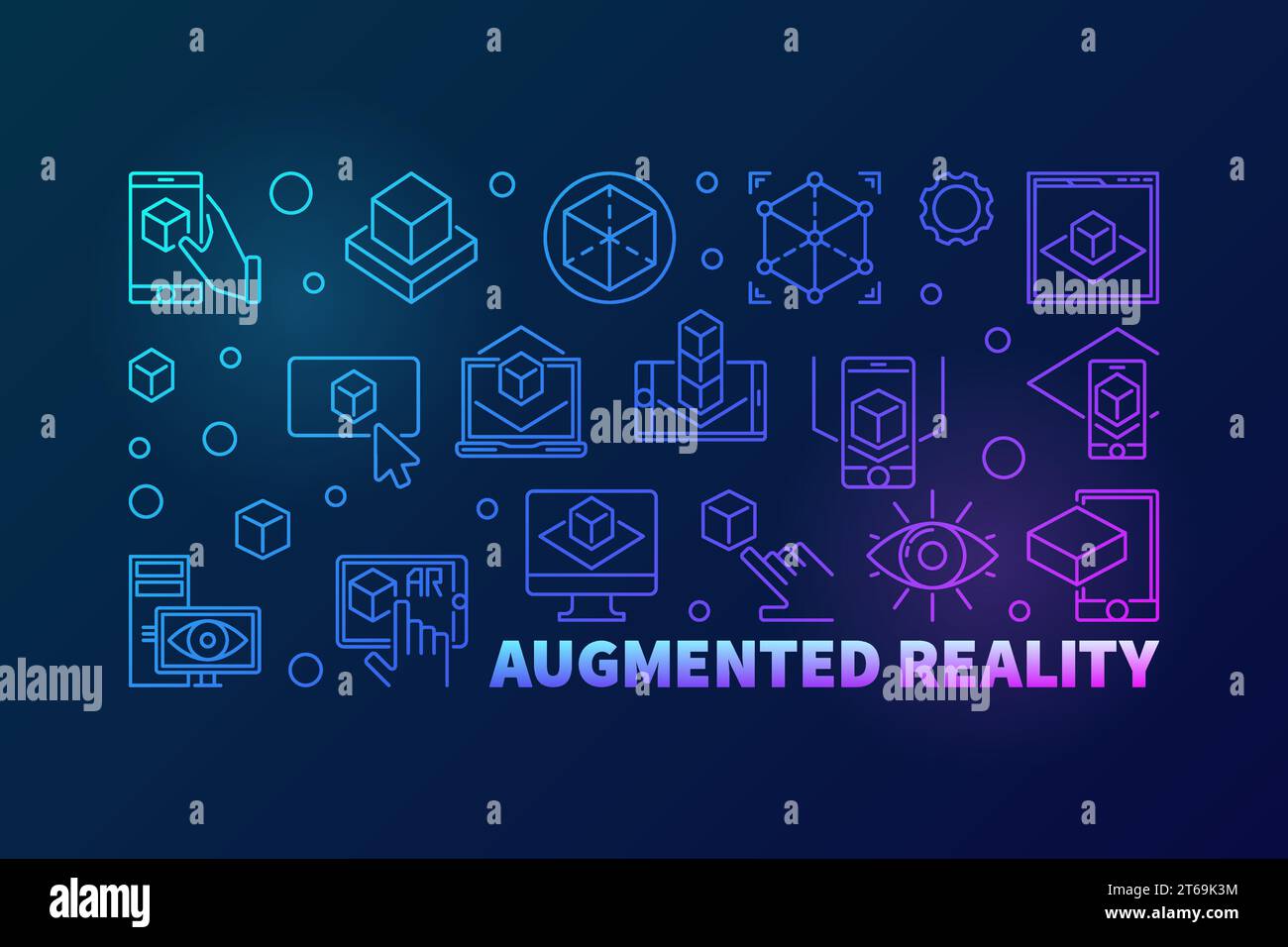 Augmented reality bright vector horizontal illustration made with AR ...