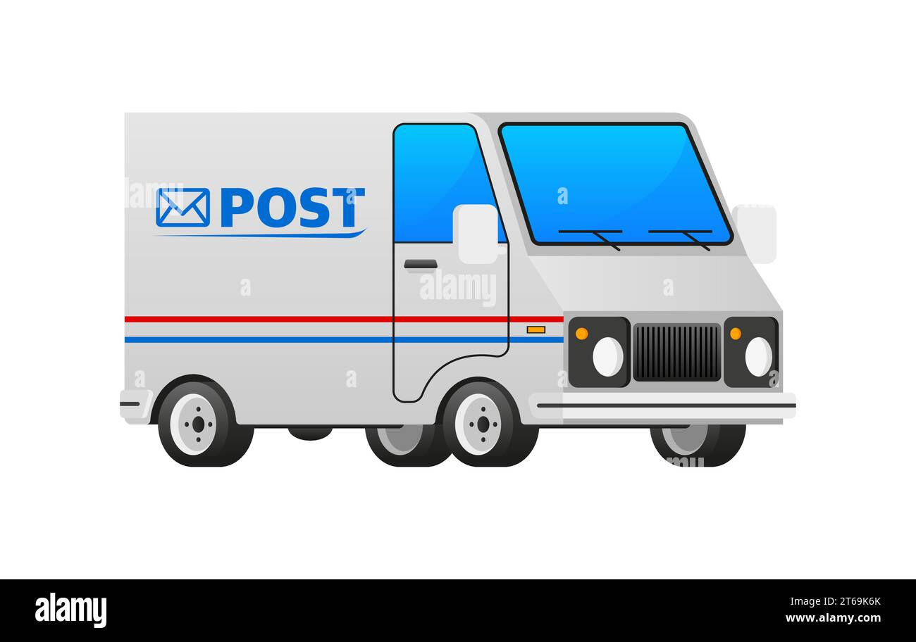 Modern Postal Delivery Van, Mail Service Transport. Vector illustration ...