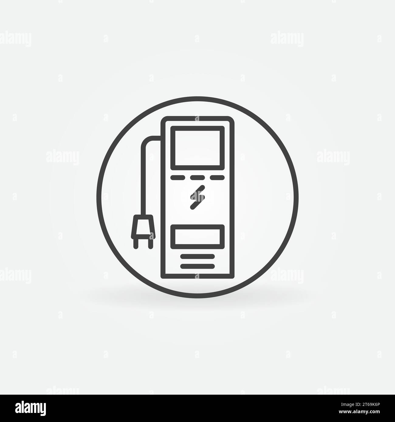 Electric Car Charging Station linear vector concept round icon or logo ...