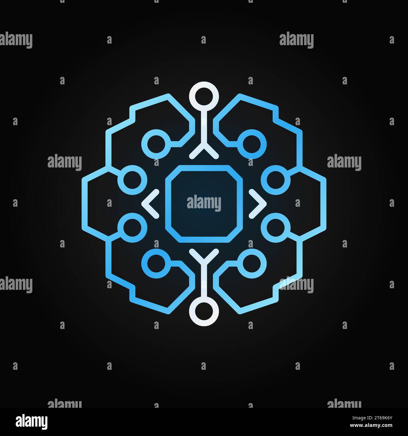 Geometric smart brain with chip vector blue concept icon or logo ...