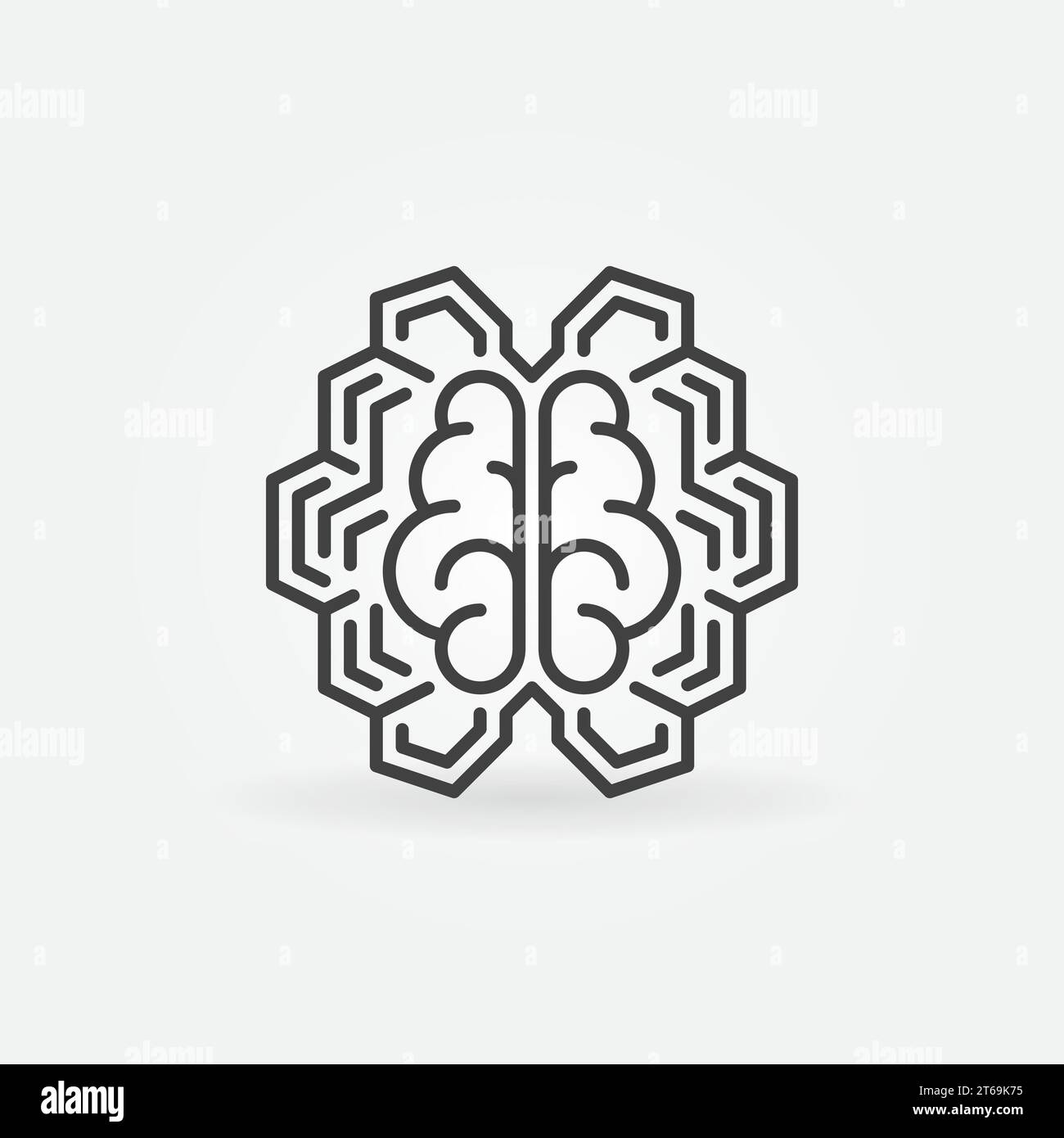 Geometric digital brain line icon. Vector artificial intelligence ...
