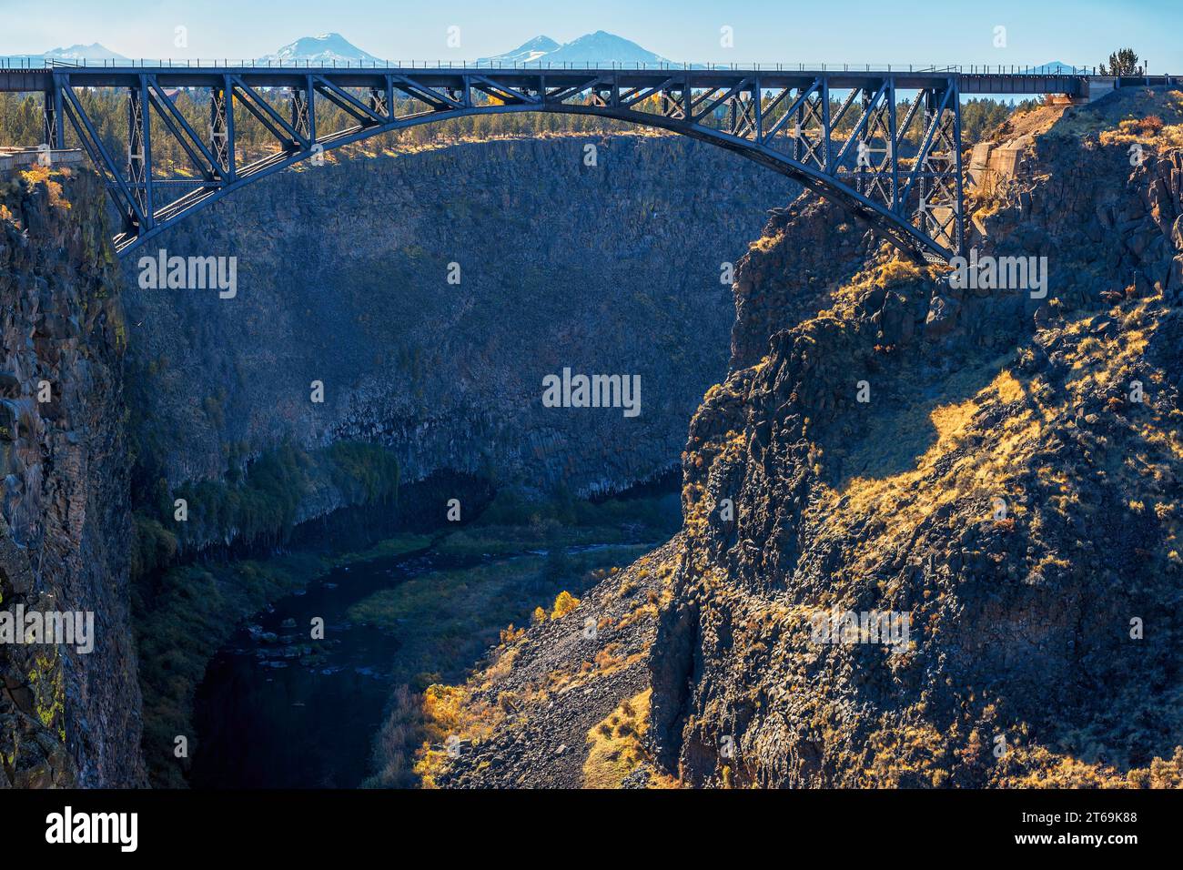 The railroad bridge that crosses the 320 foot drop in to the canyon ...