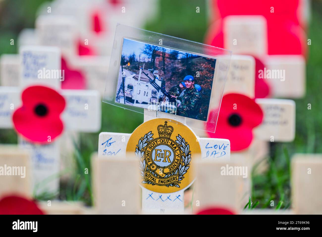London, UK. 9th Nov, 2023. A sea of Crosses and poppies, laid by Poppy ...