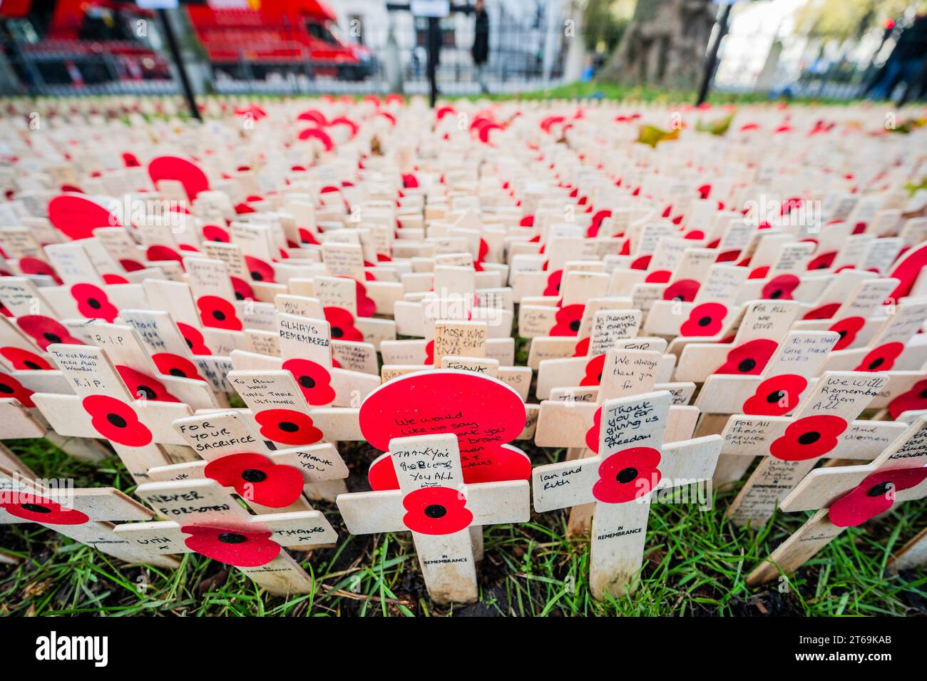 London, UK. 9th Nov, 2023. A sea of Crosses and poppies, laid by Poppy ...