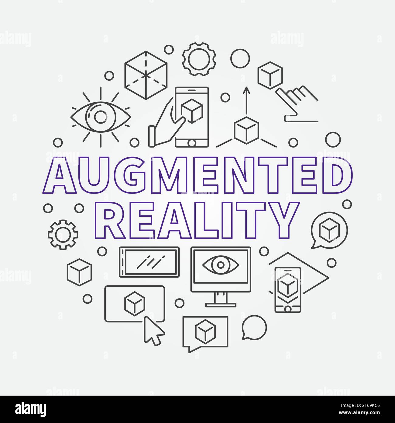 Augmented reality round vector illustration made with outline AR icons Stock Vector Image & Art ...