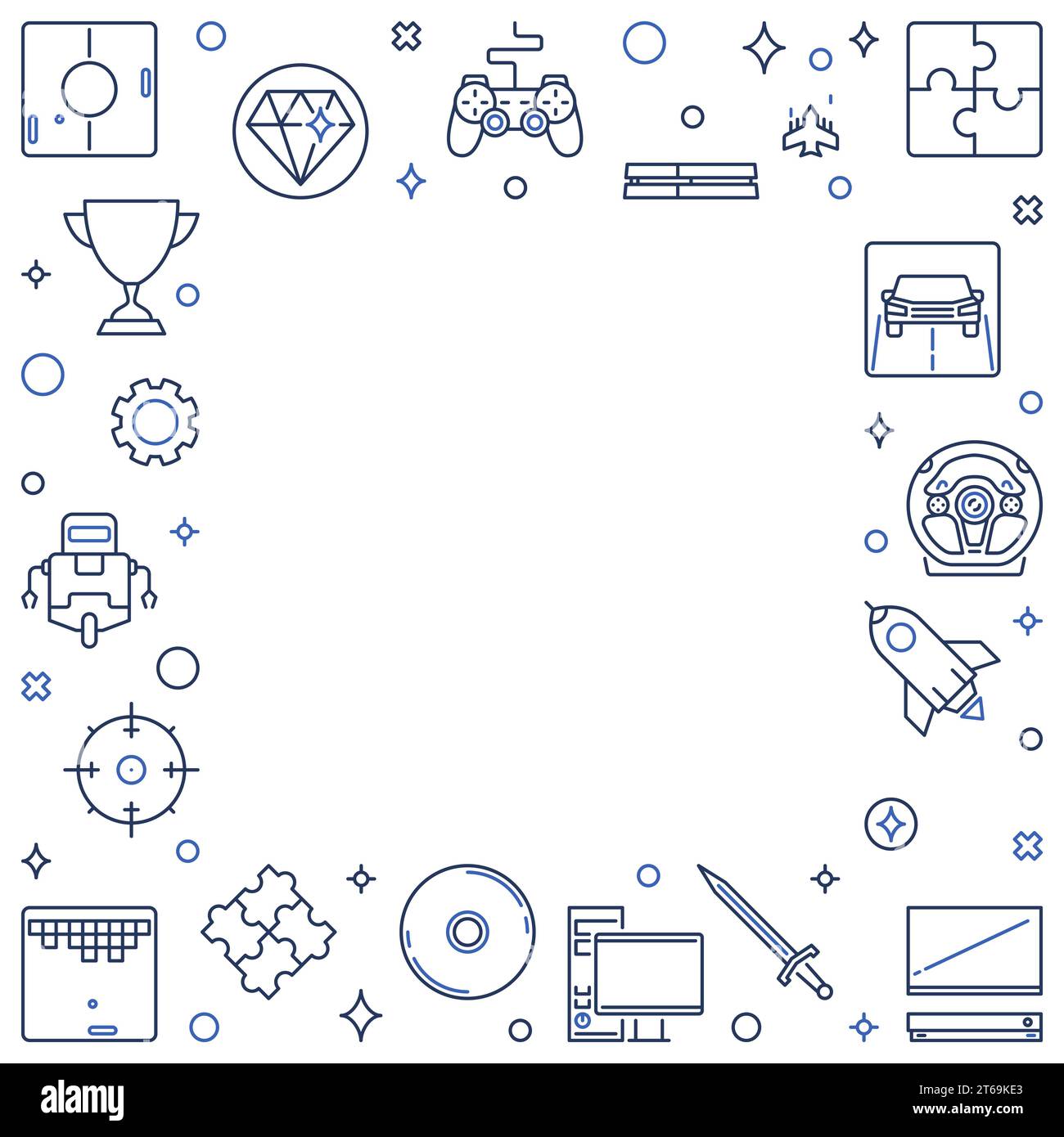 Games linear concept frame. Vector Game illustration in outline style ...