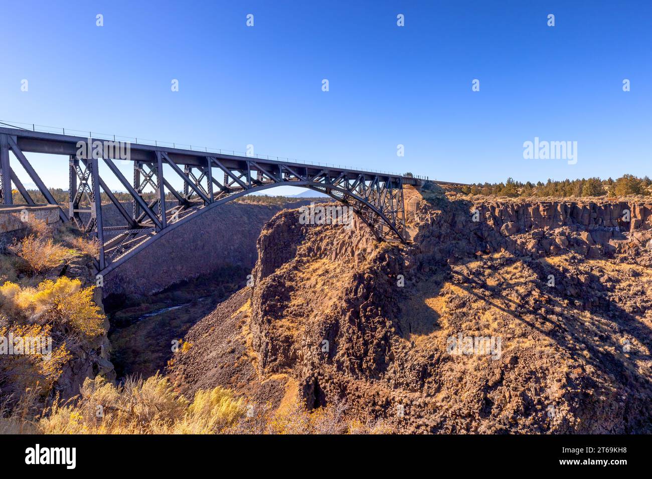 The railroad bridge that crosses the 320 foot drop in to the canyon ...