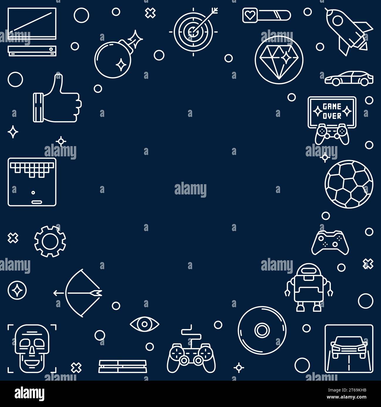 Video Game concept outline frame with dark blue background. Vector ...