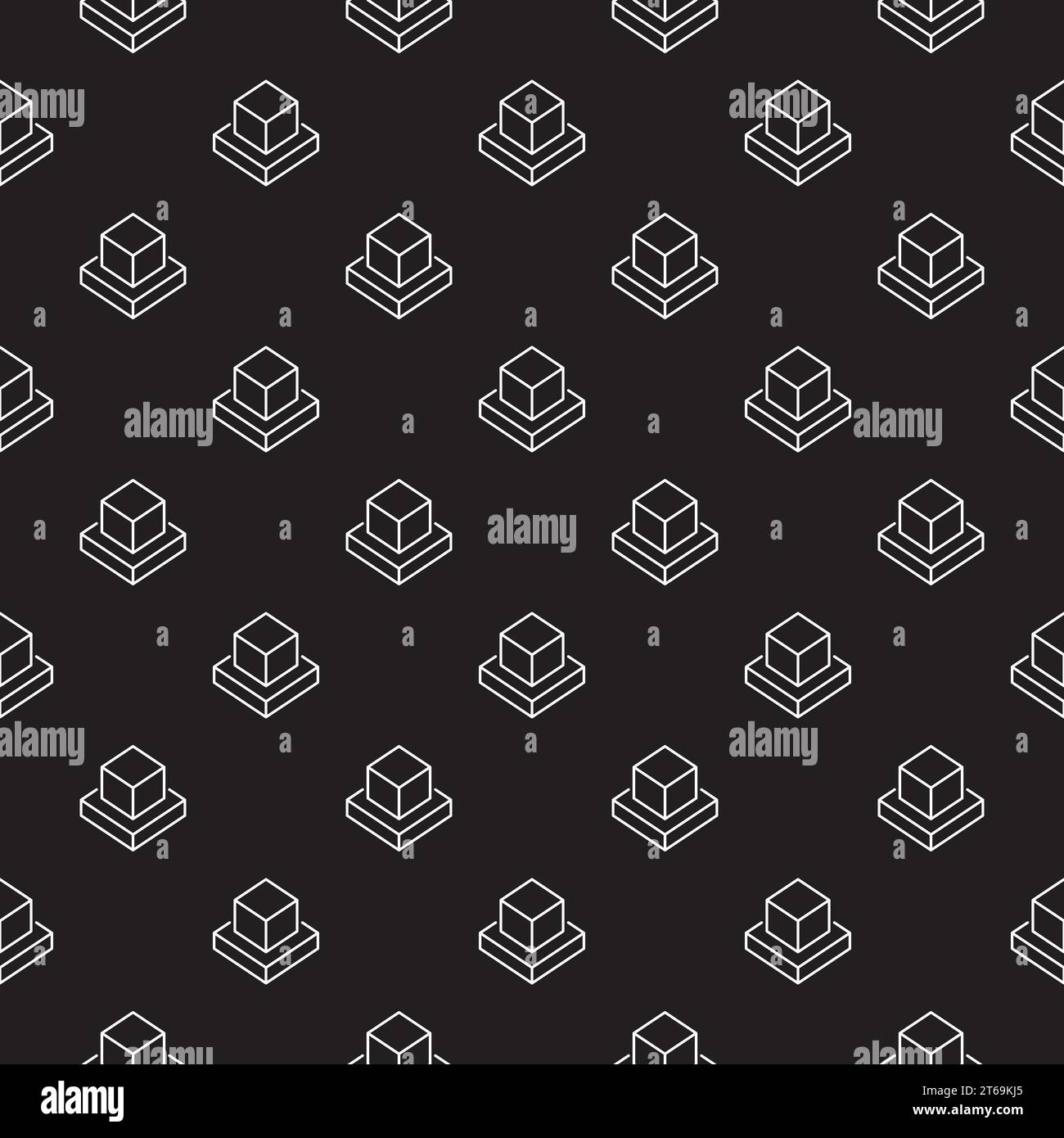 Augmented Reality Cube vector dark concept seamless pattern or ...