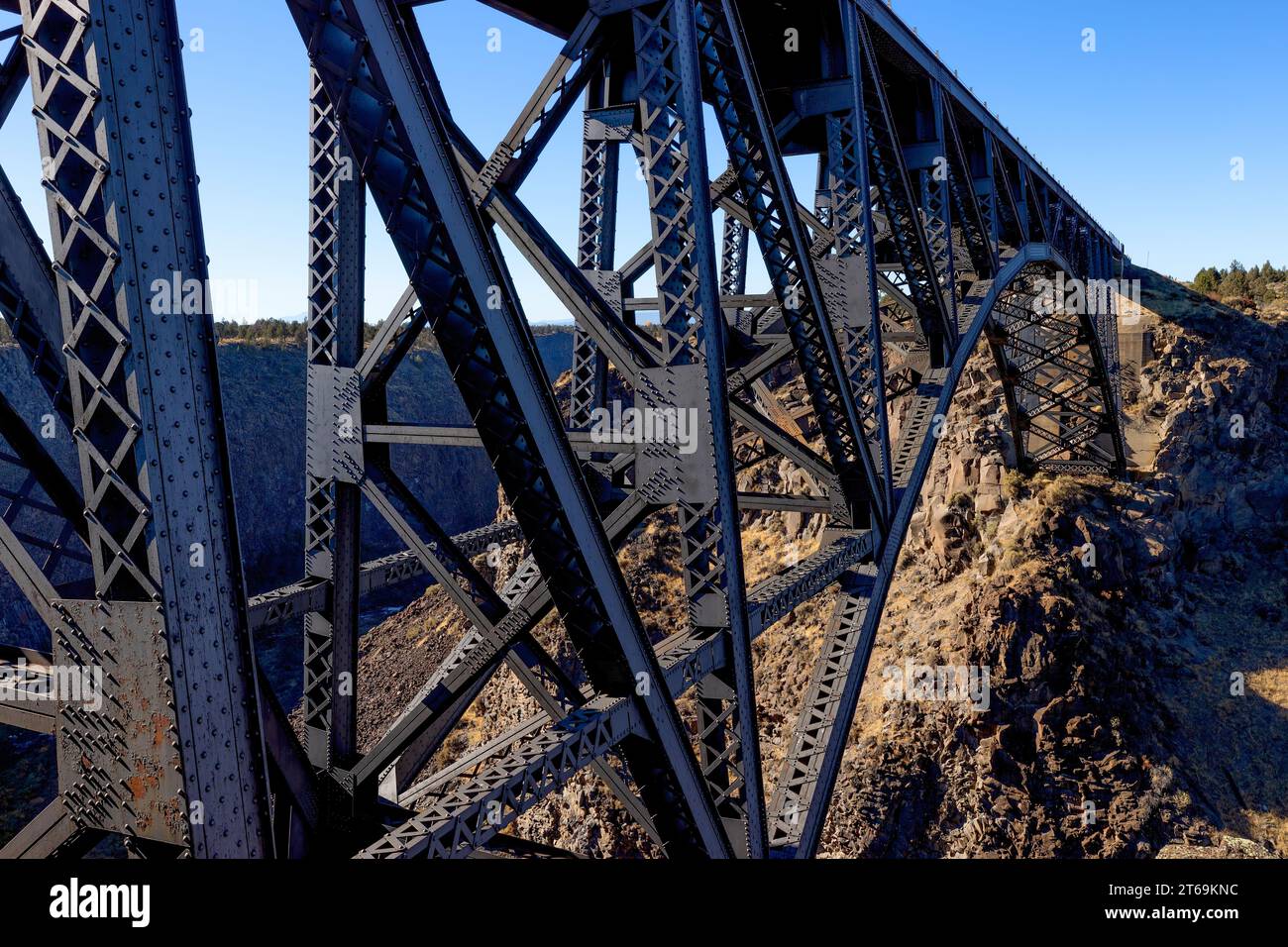 The railroad bridge that crosses the 320 foot drop in to the canyon ...