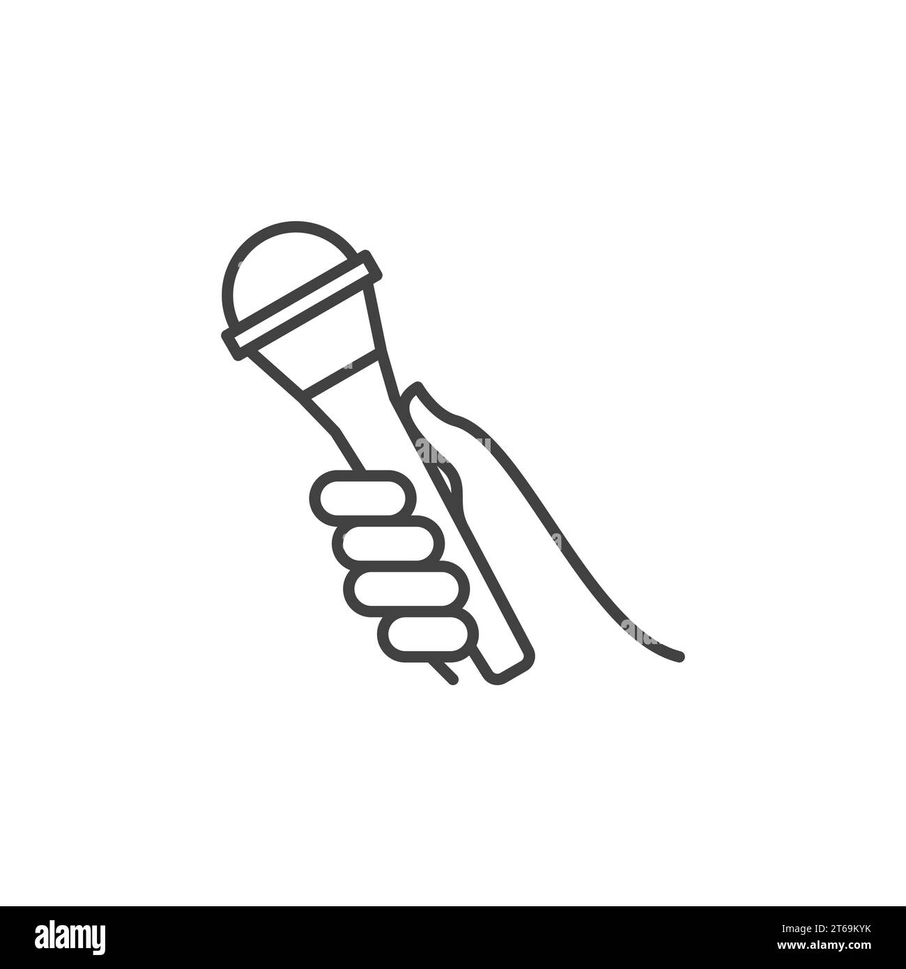 Hand with Microphone outline vector icon or design element Stock Vector ...
