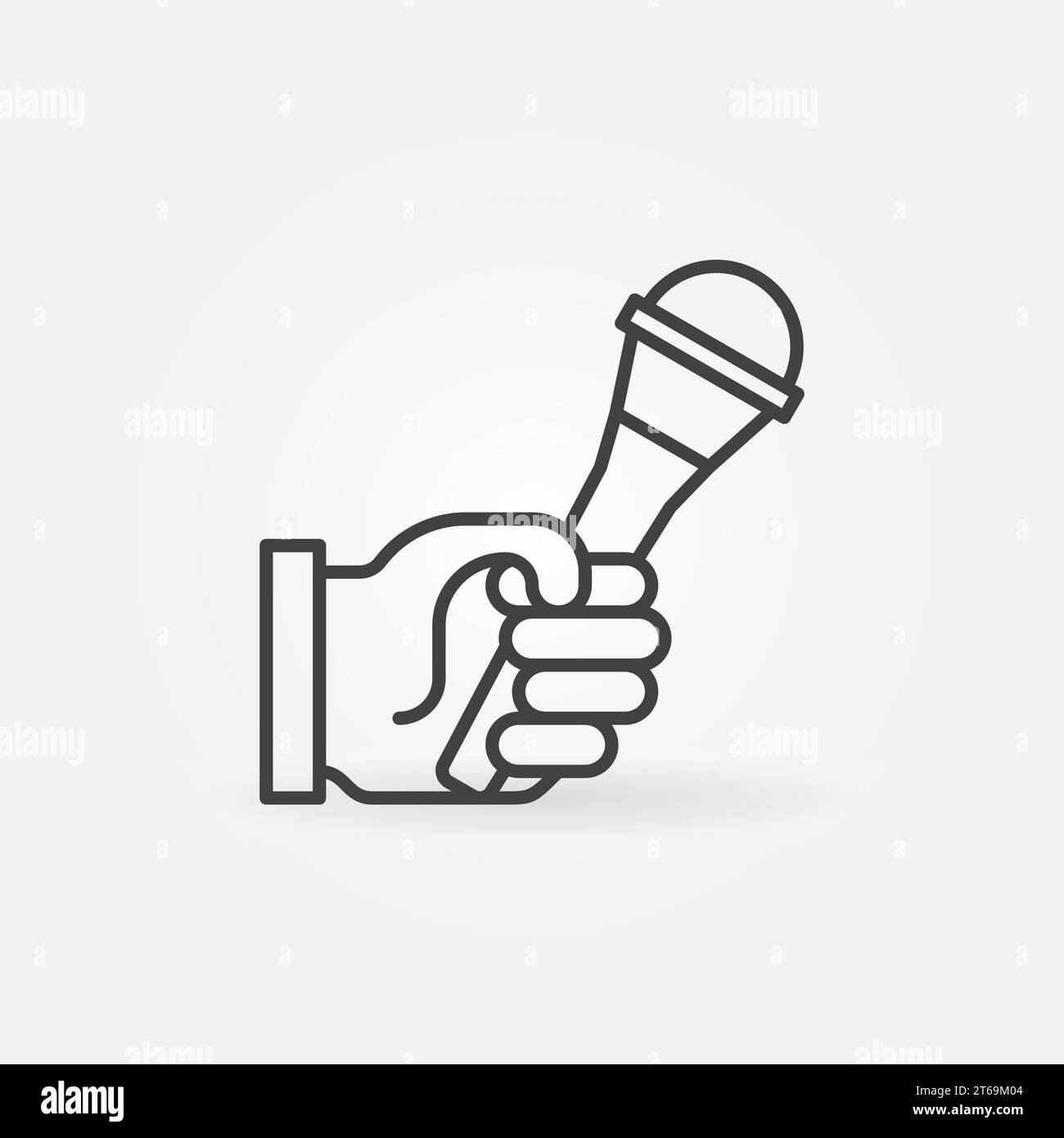 Hand with microphone linear vector concept icon or symbol Stock Vector ...